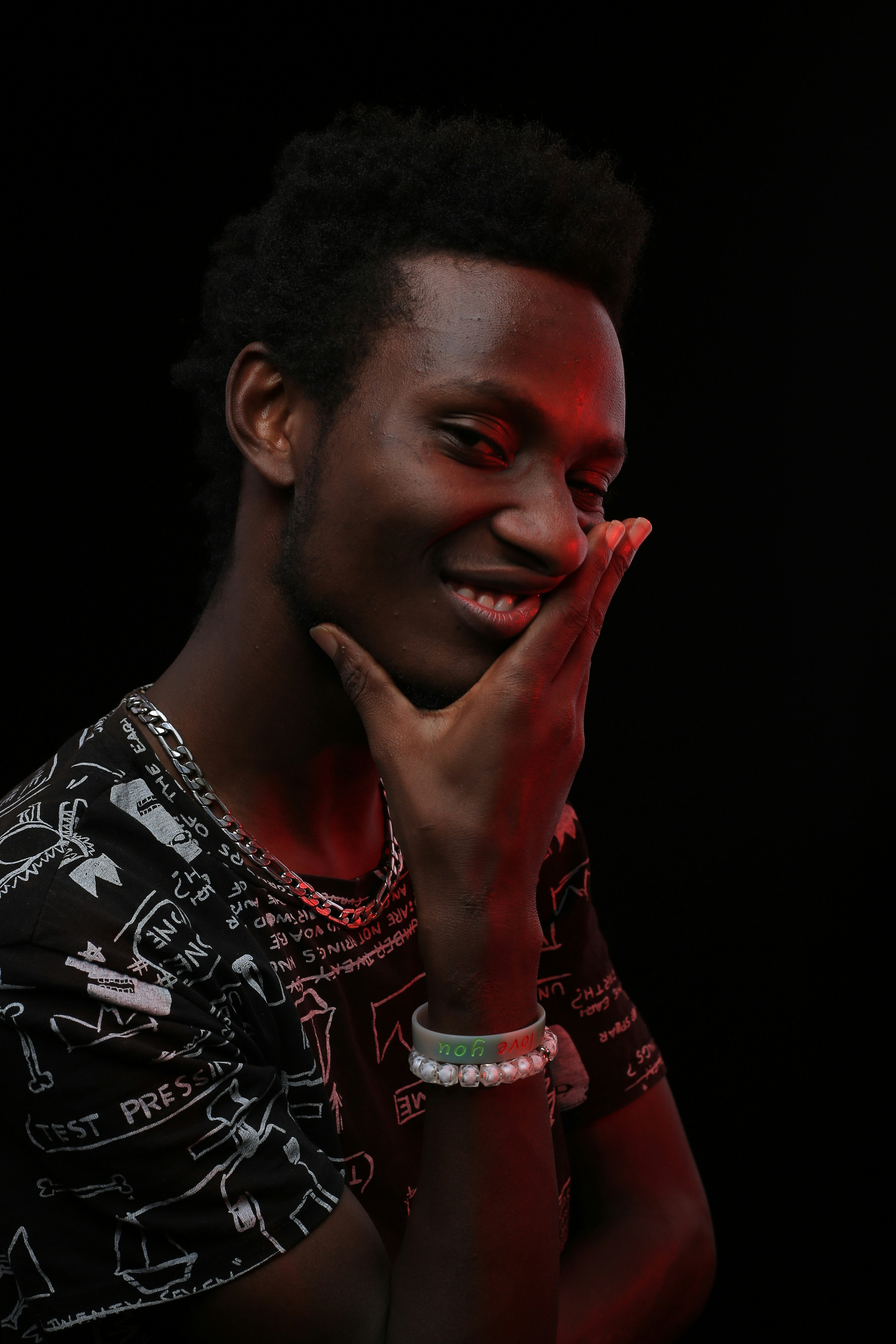 a man with his hand on his face