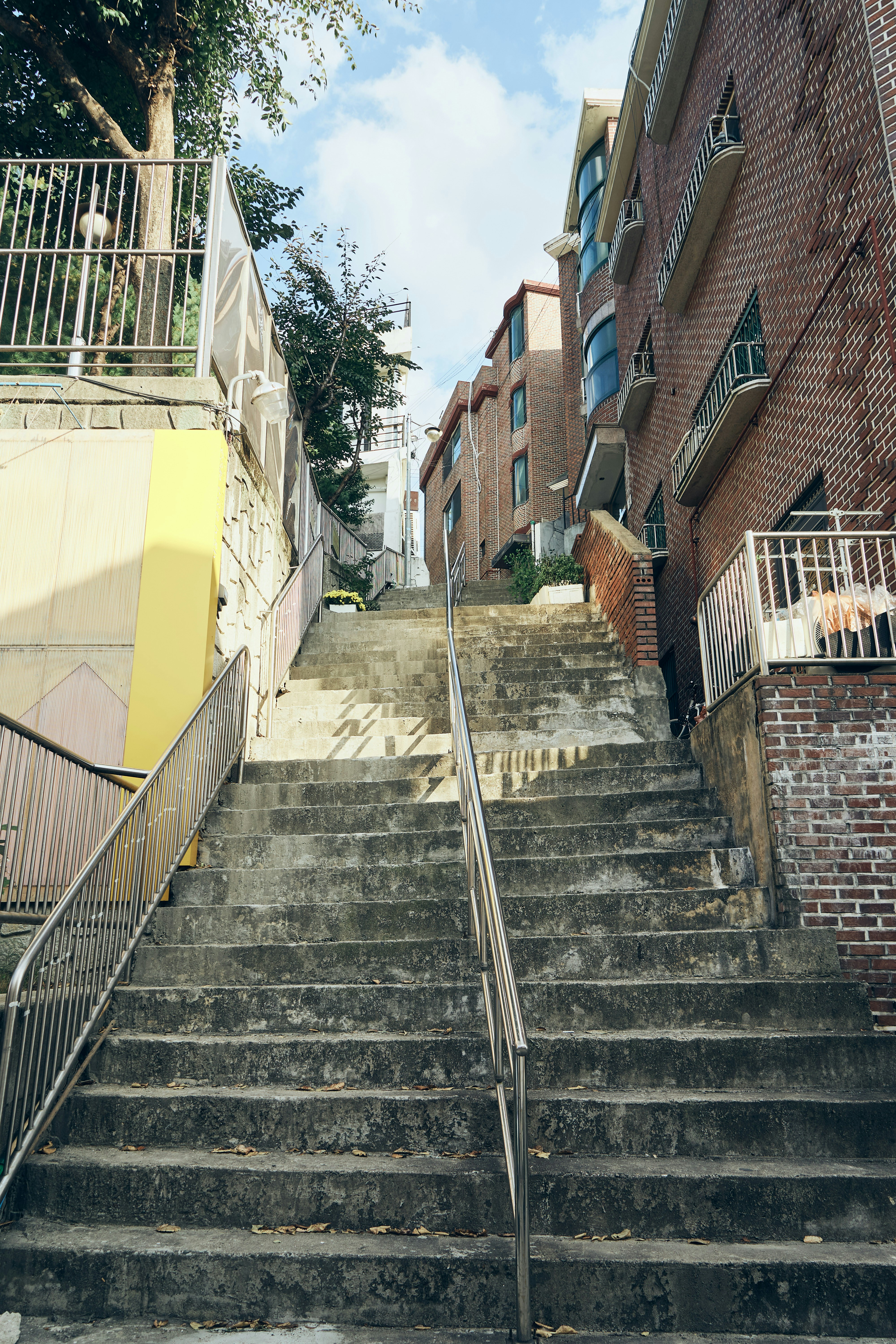 a set of stairs leading up to a building