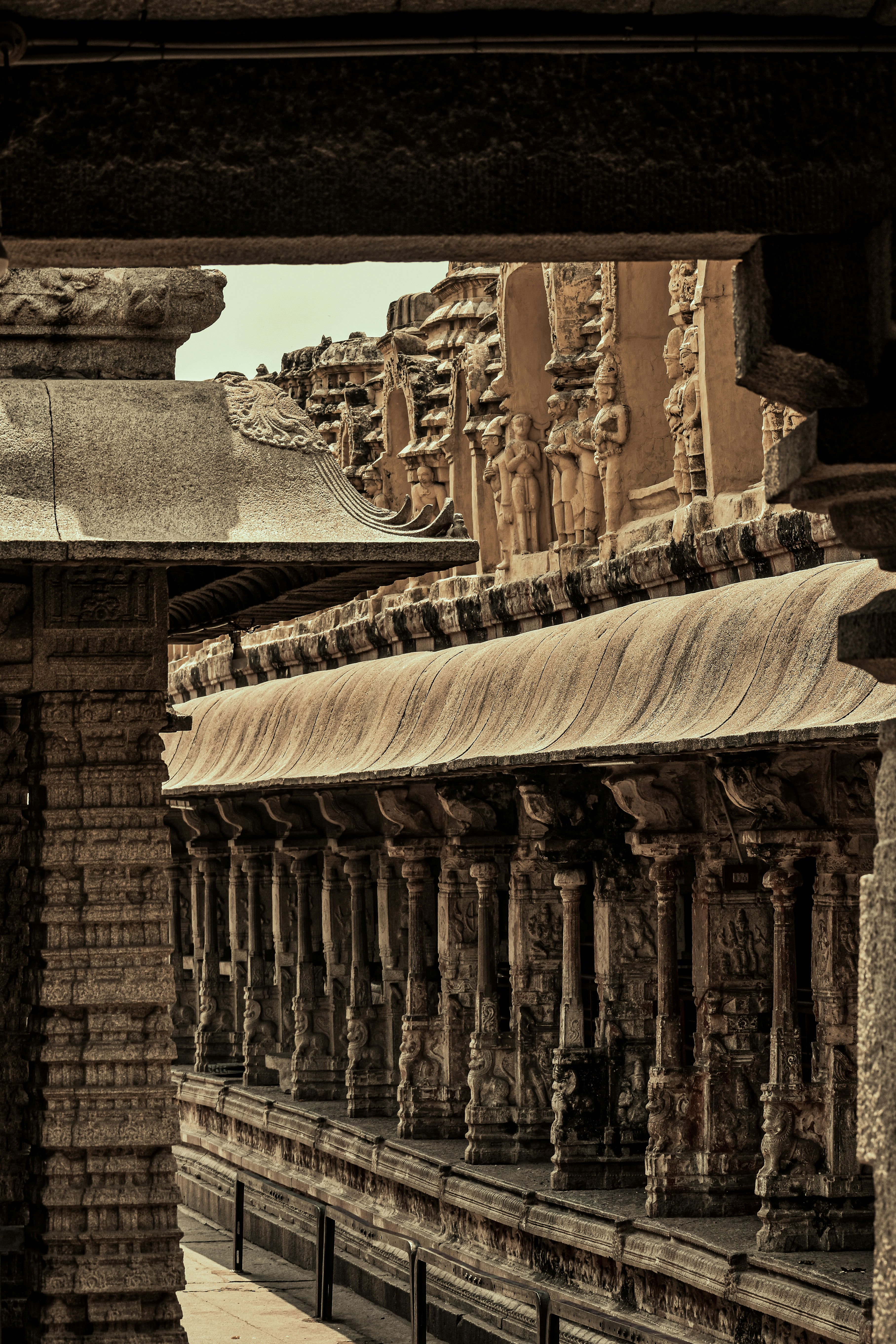 Stone Choir Along a Temple Corridor