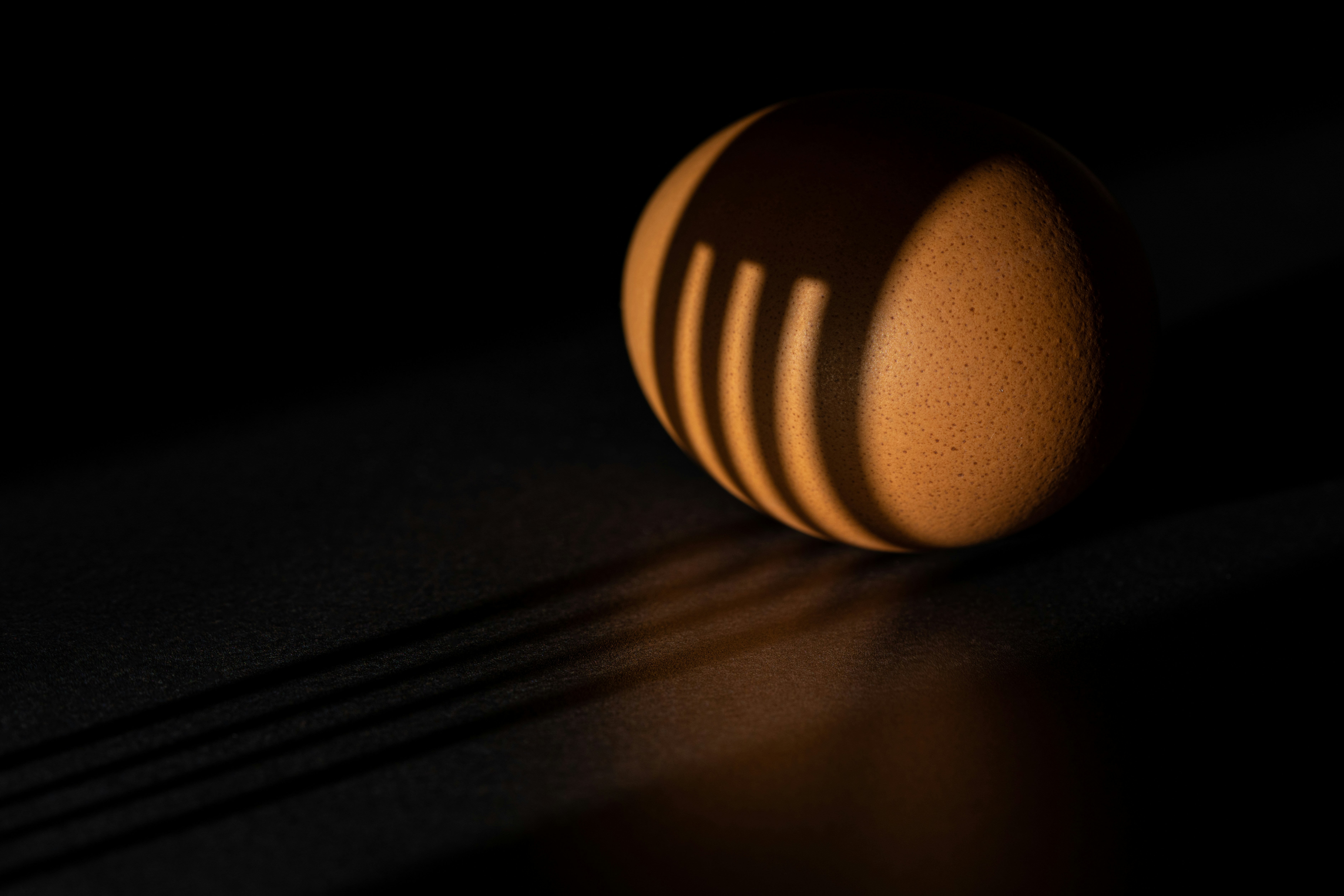Noir Spotlight on a Striped Egg