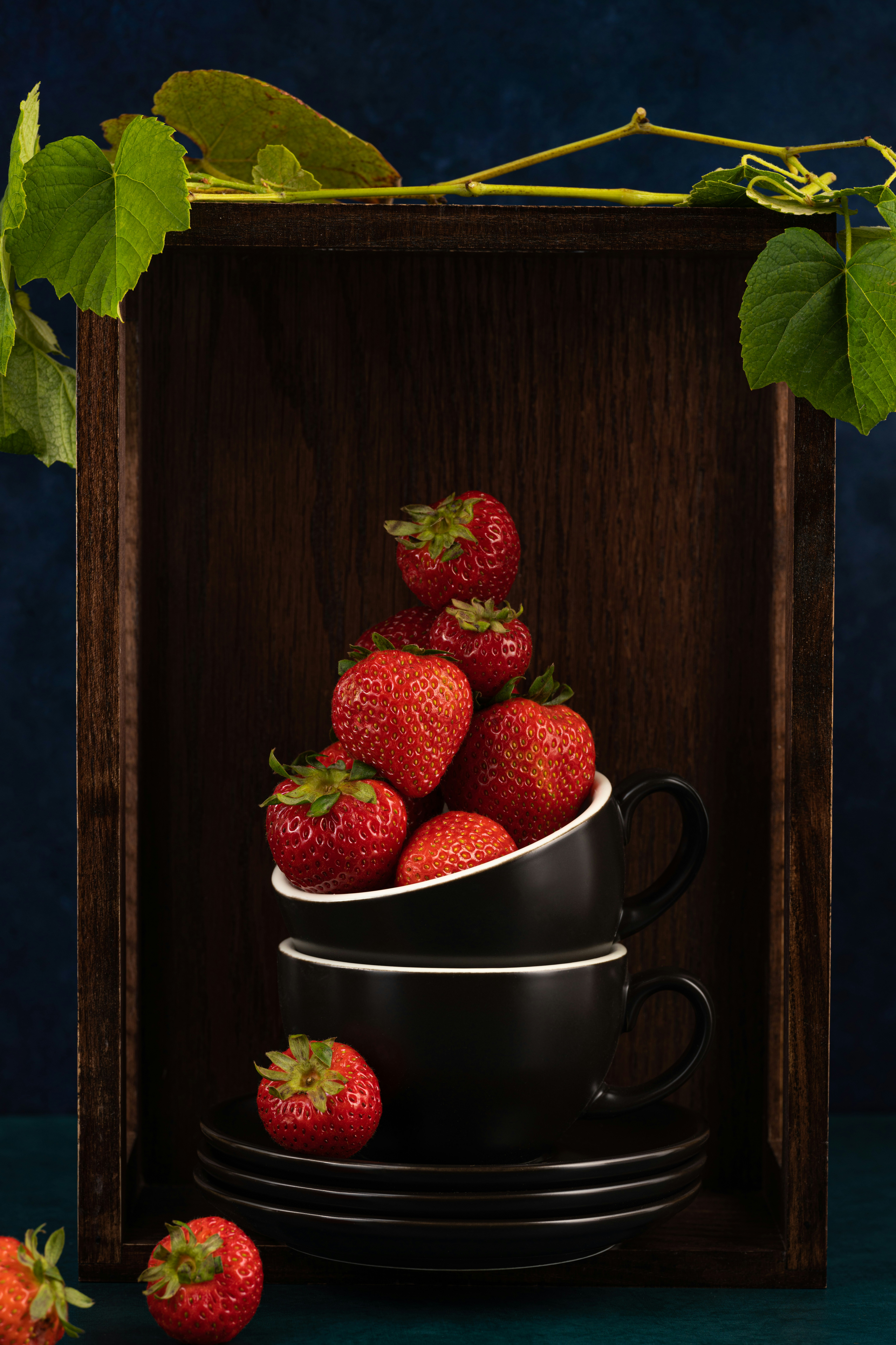 Crimson Stacks in a Wooden Nook