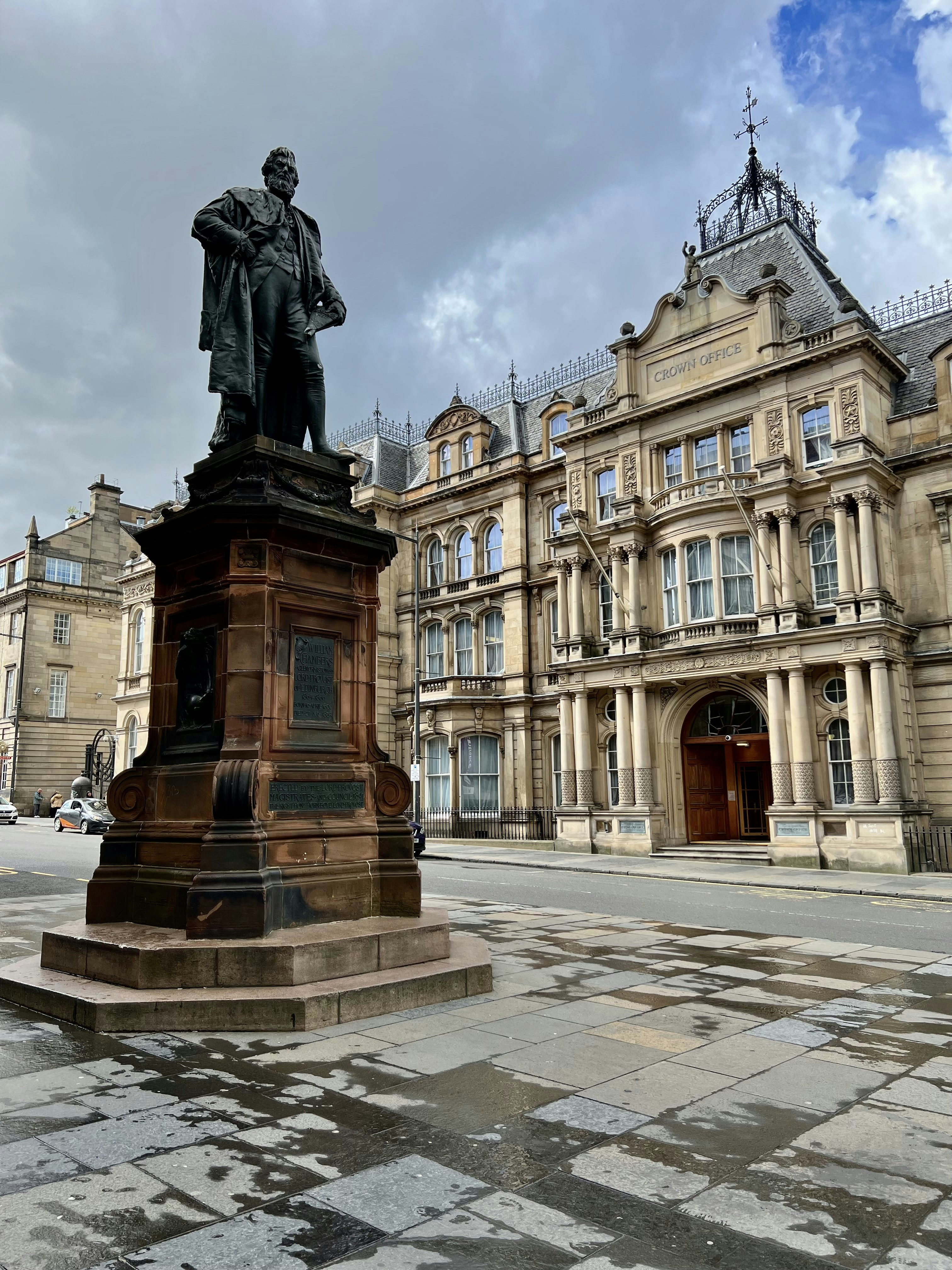 Statue and Grand Facade: Historic Square Portrait
