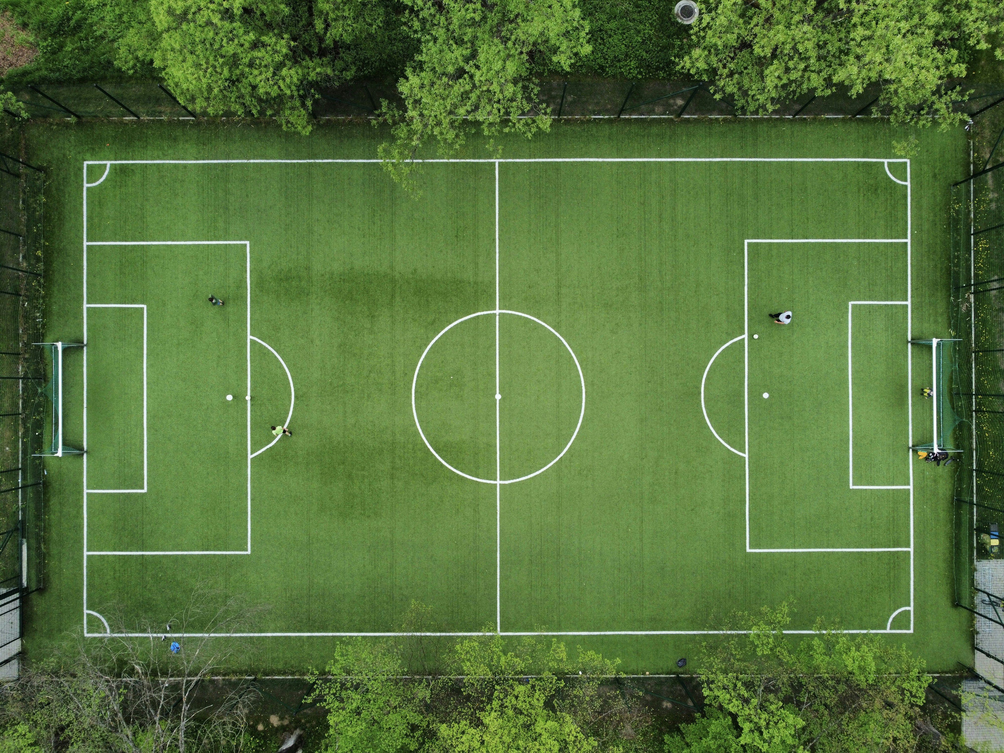 An aerial view of a soccer field in the woods photo – Free Green Image ...