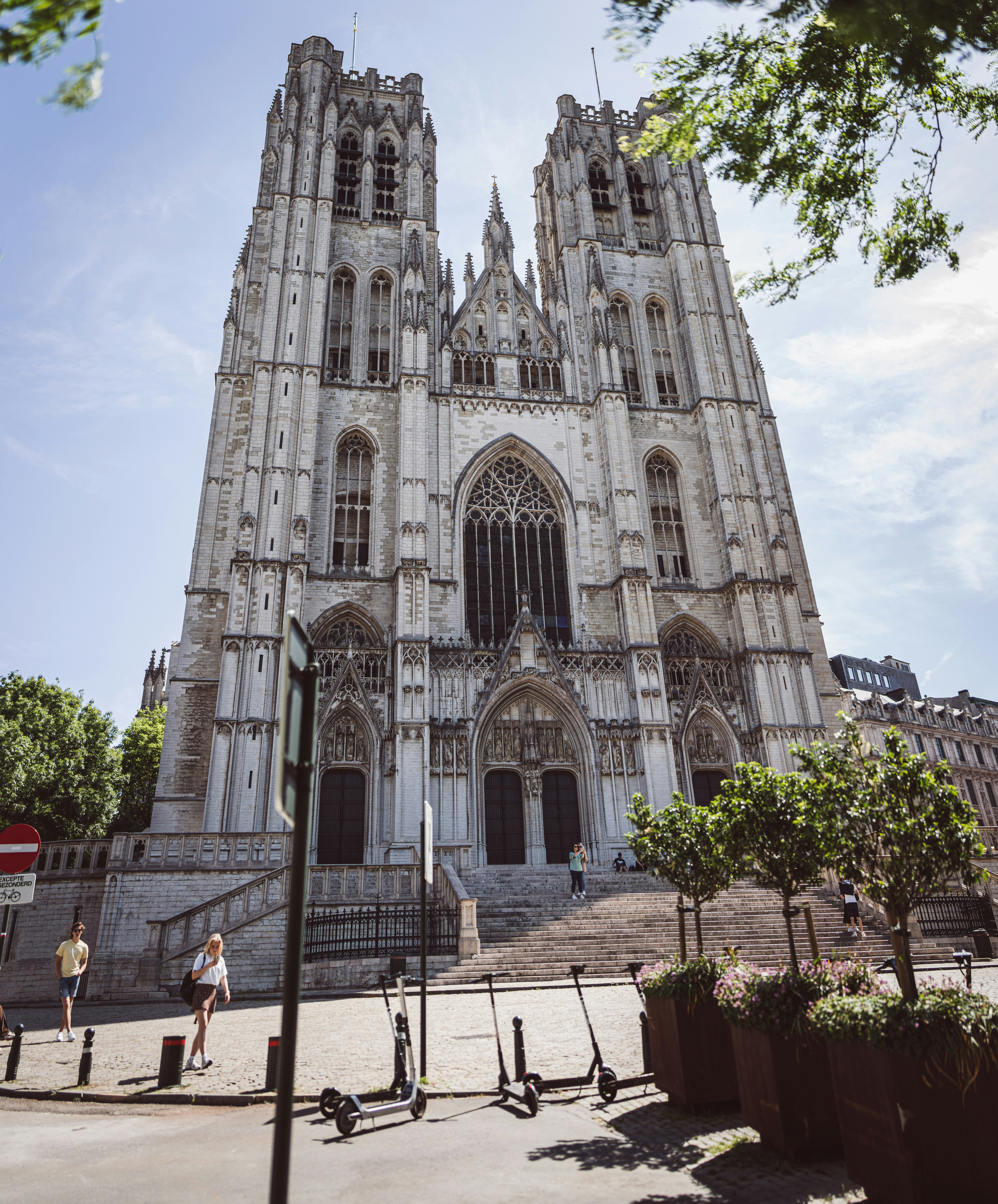 Gothic Grandeur: Facade of a Sacred Tower Reaching Skyward