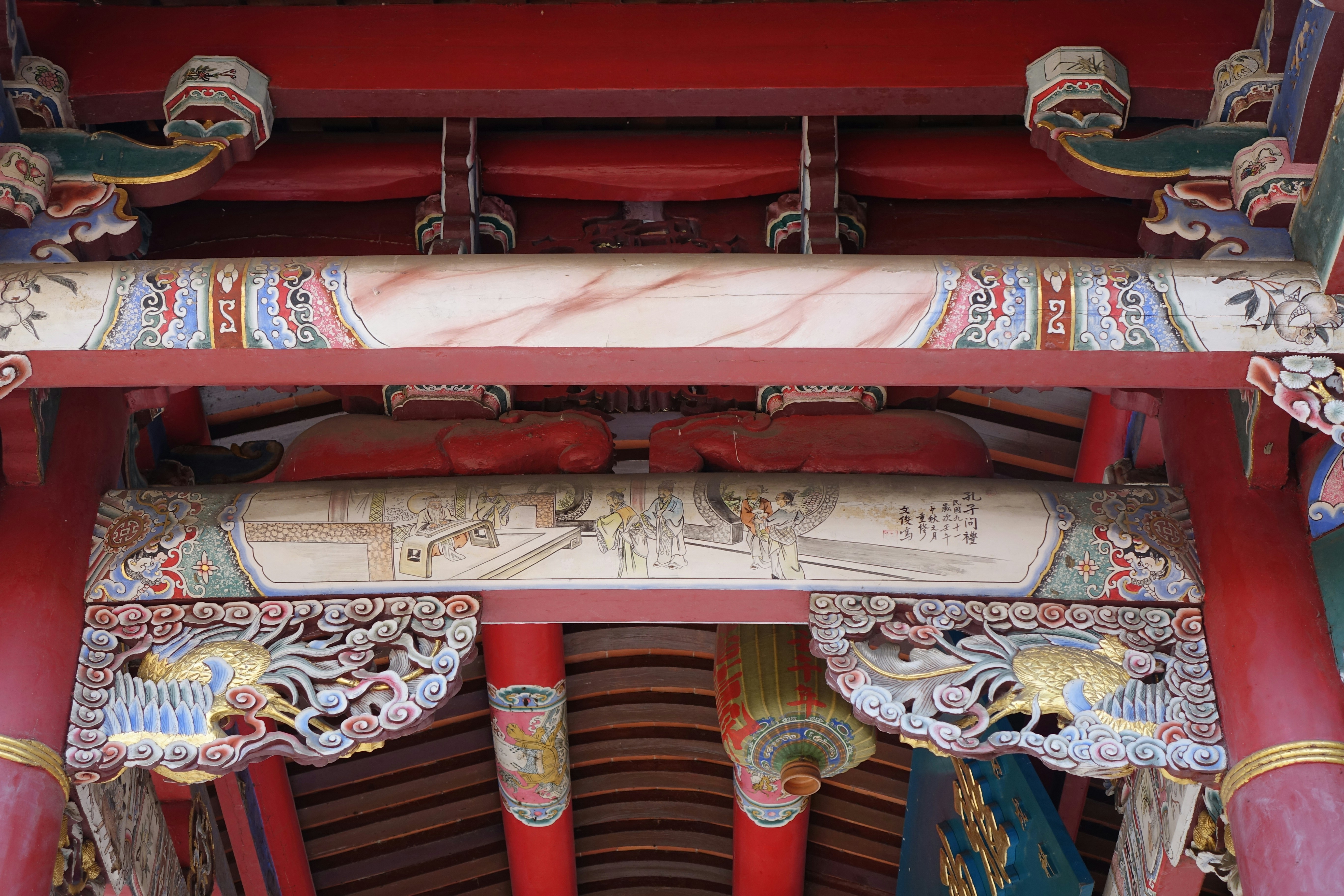 A close up of a red and white building with columns photo – Free Taiwan ...