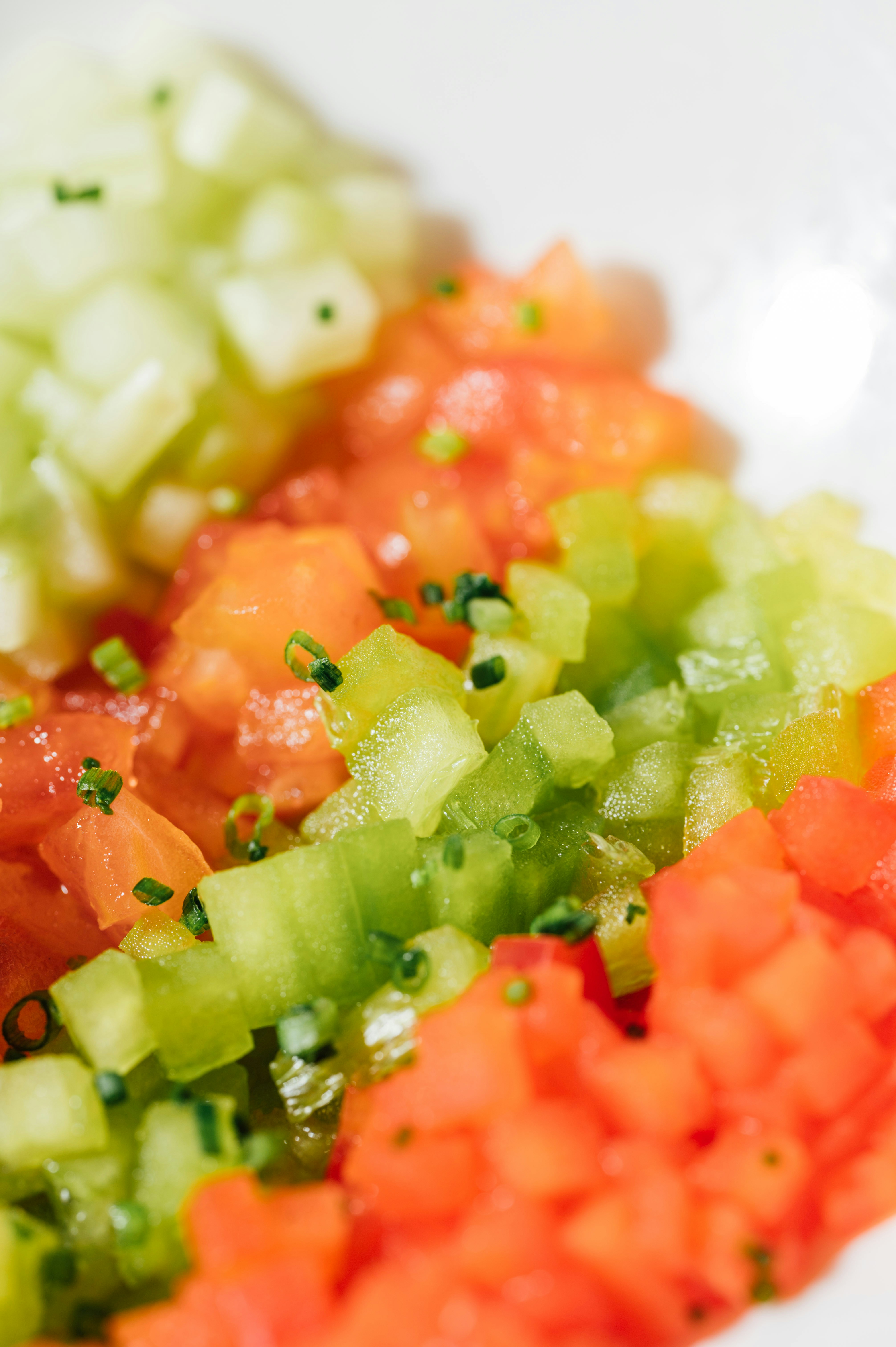 Verdant Dice: A Colorful Medley of Diced Melon and Pepper