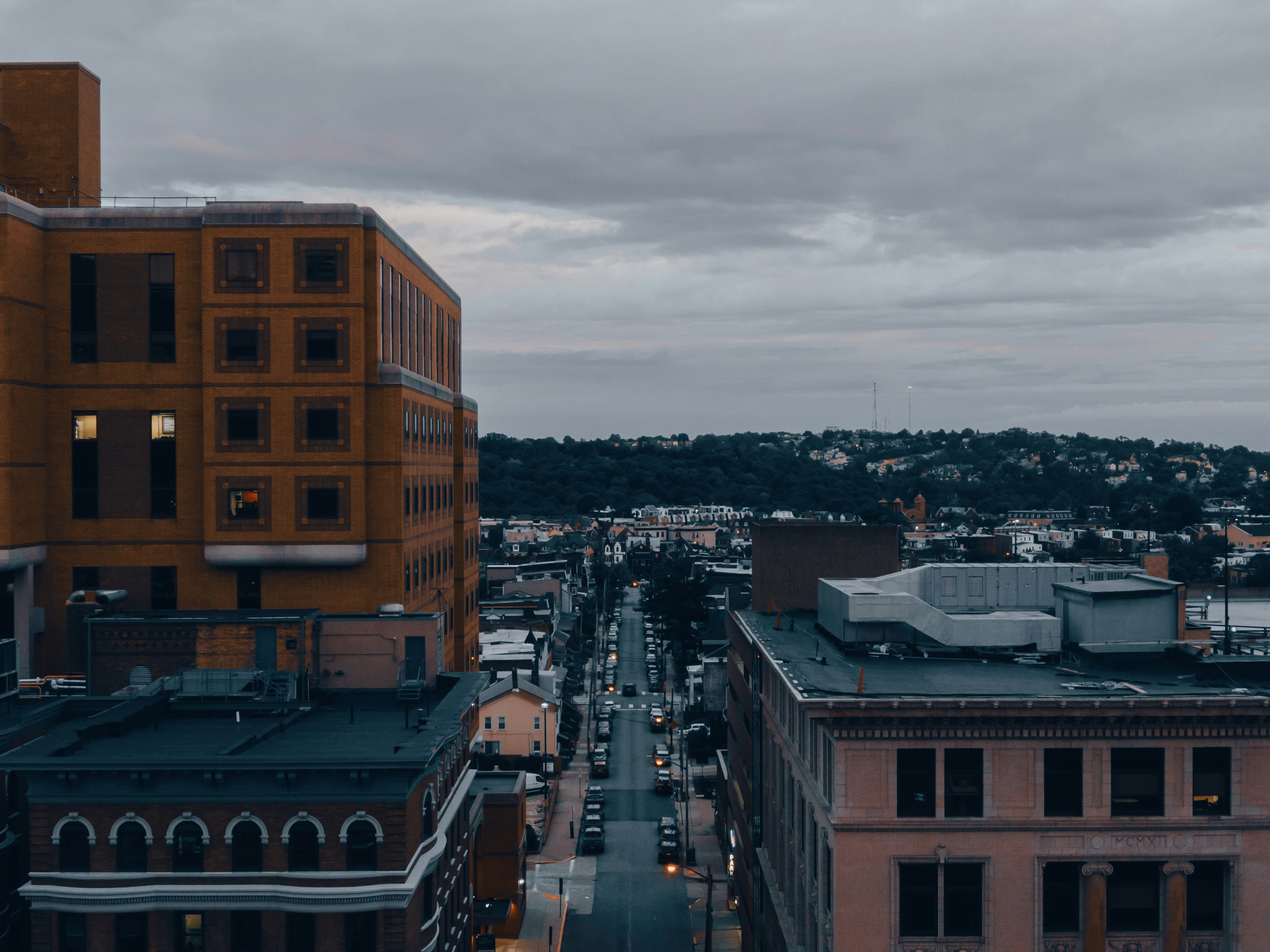 A view of a city street from a high rise building photo – Free ...
