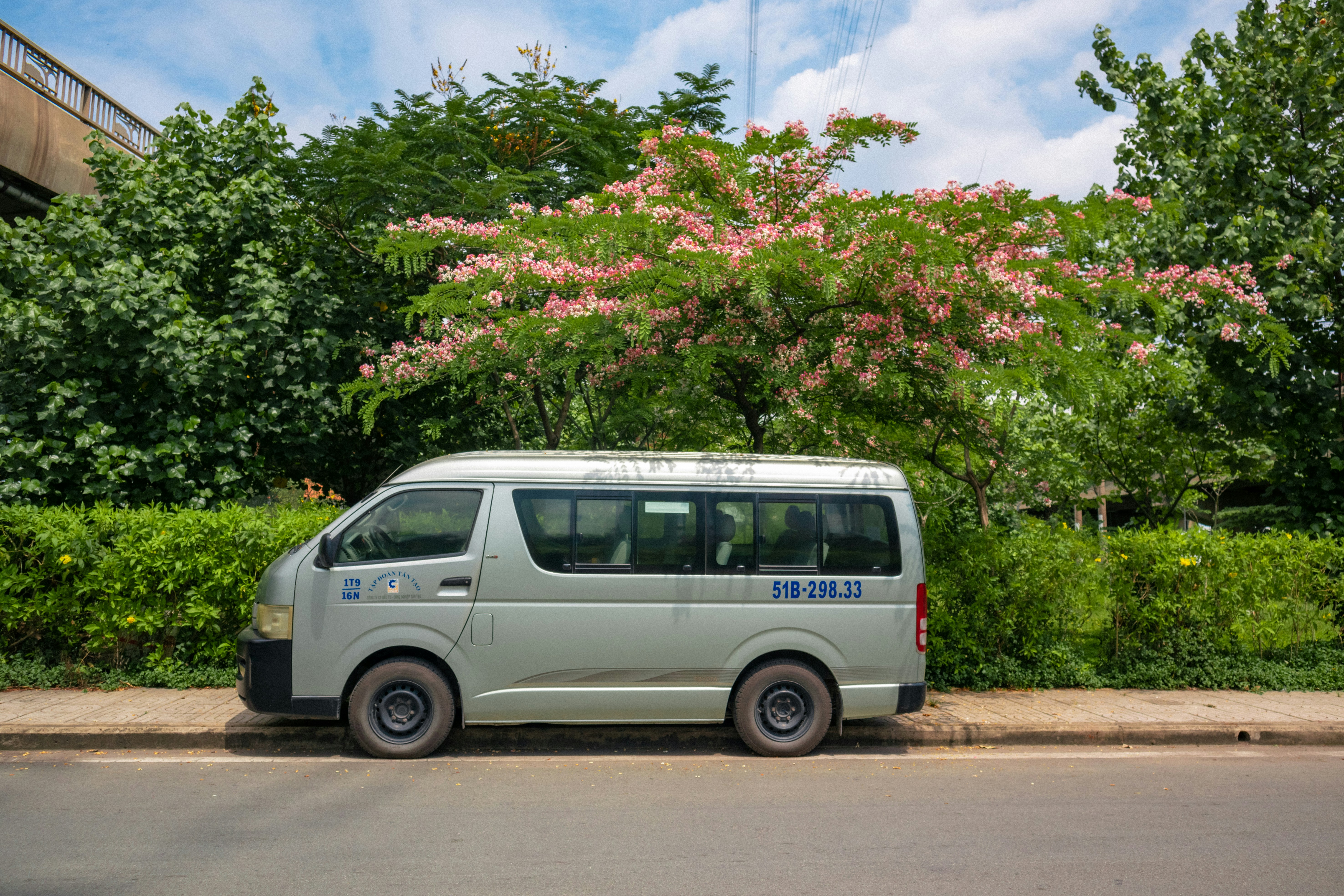 a small van parked on the side of the road
