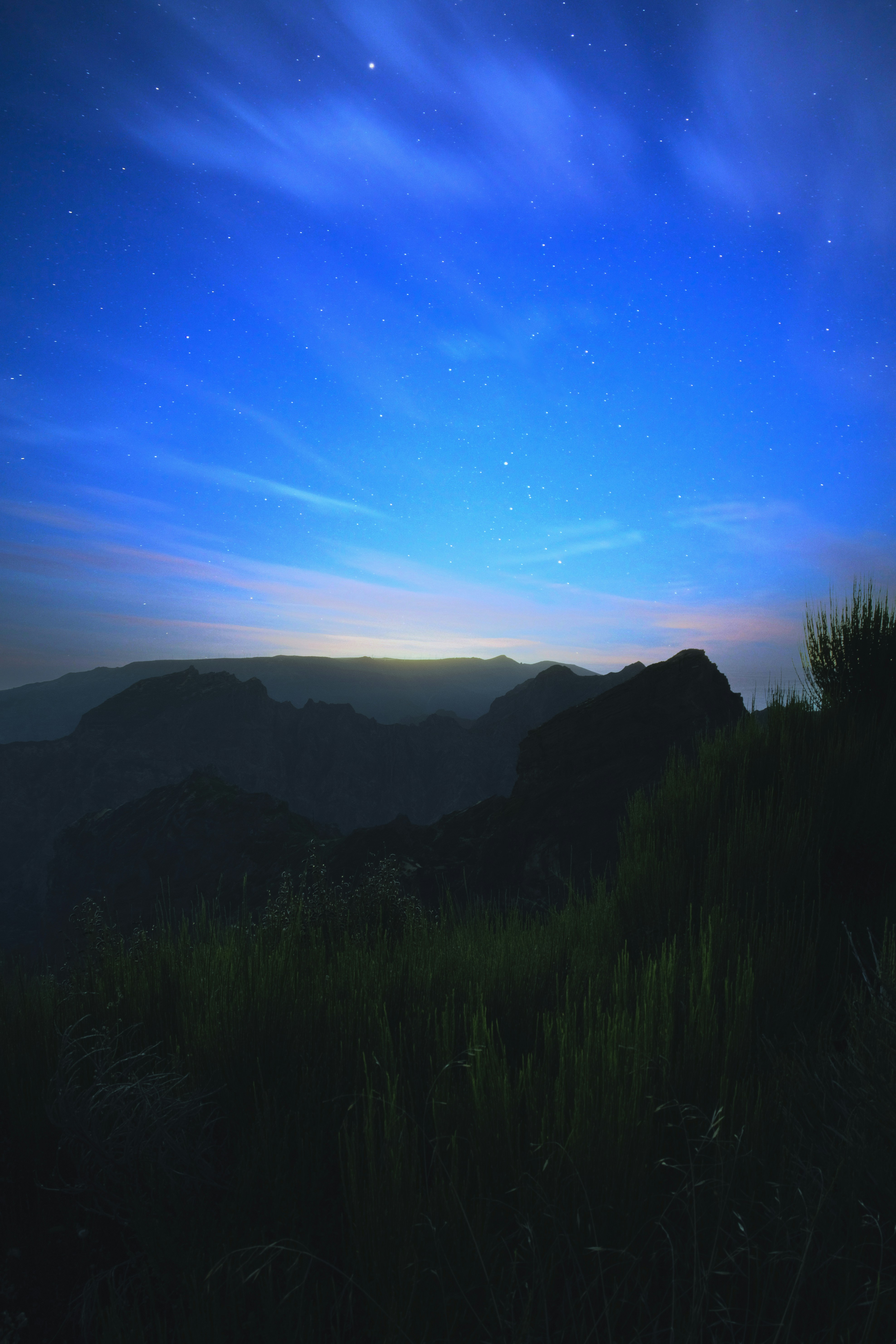 Moonlit Ridge Under a Starry Velvet Sky