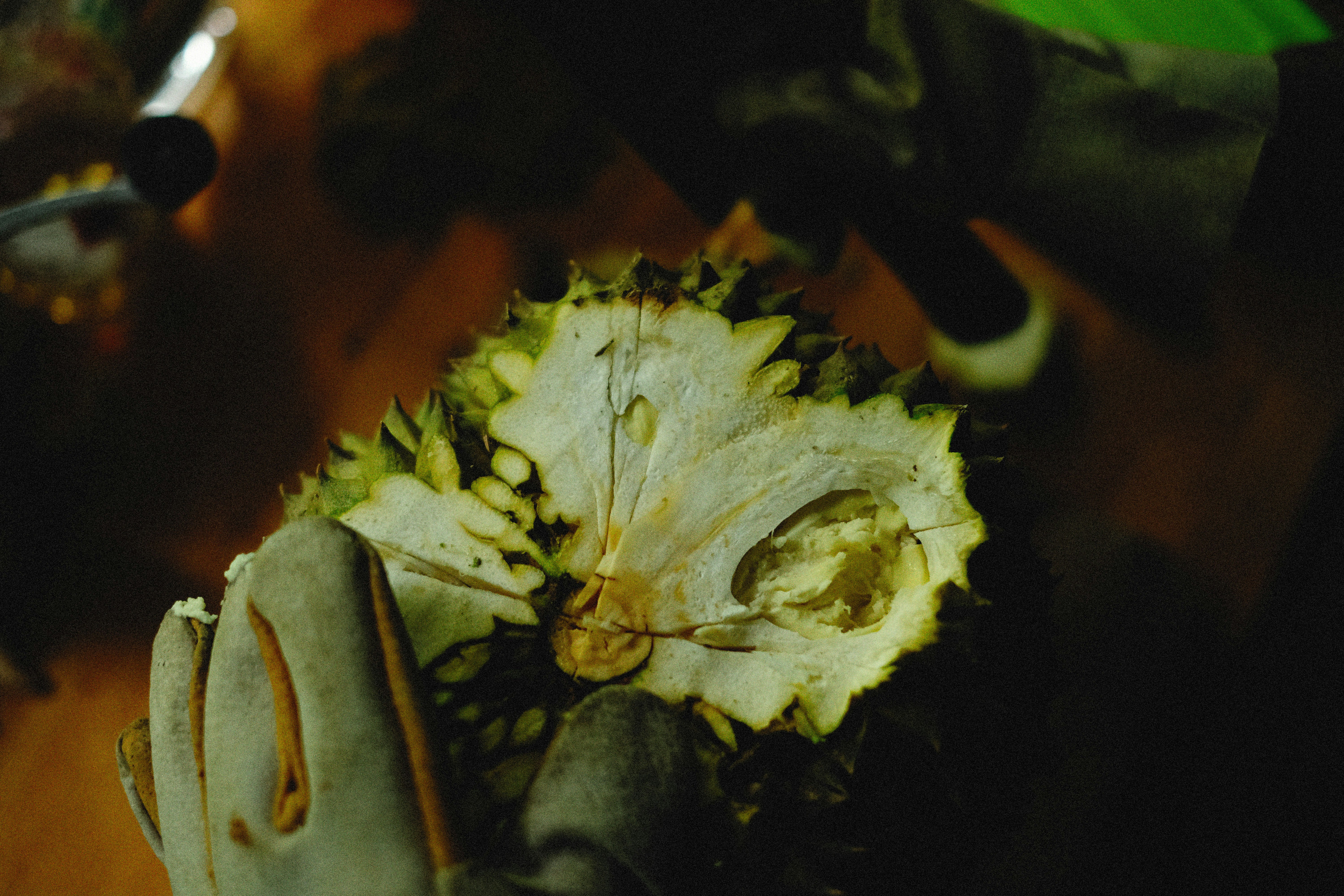 a close up of a pineapple on a table