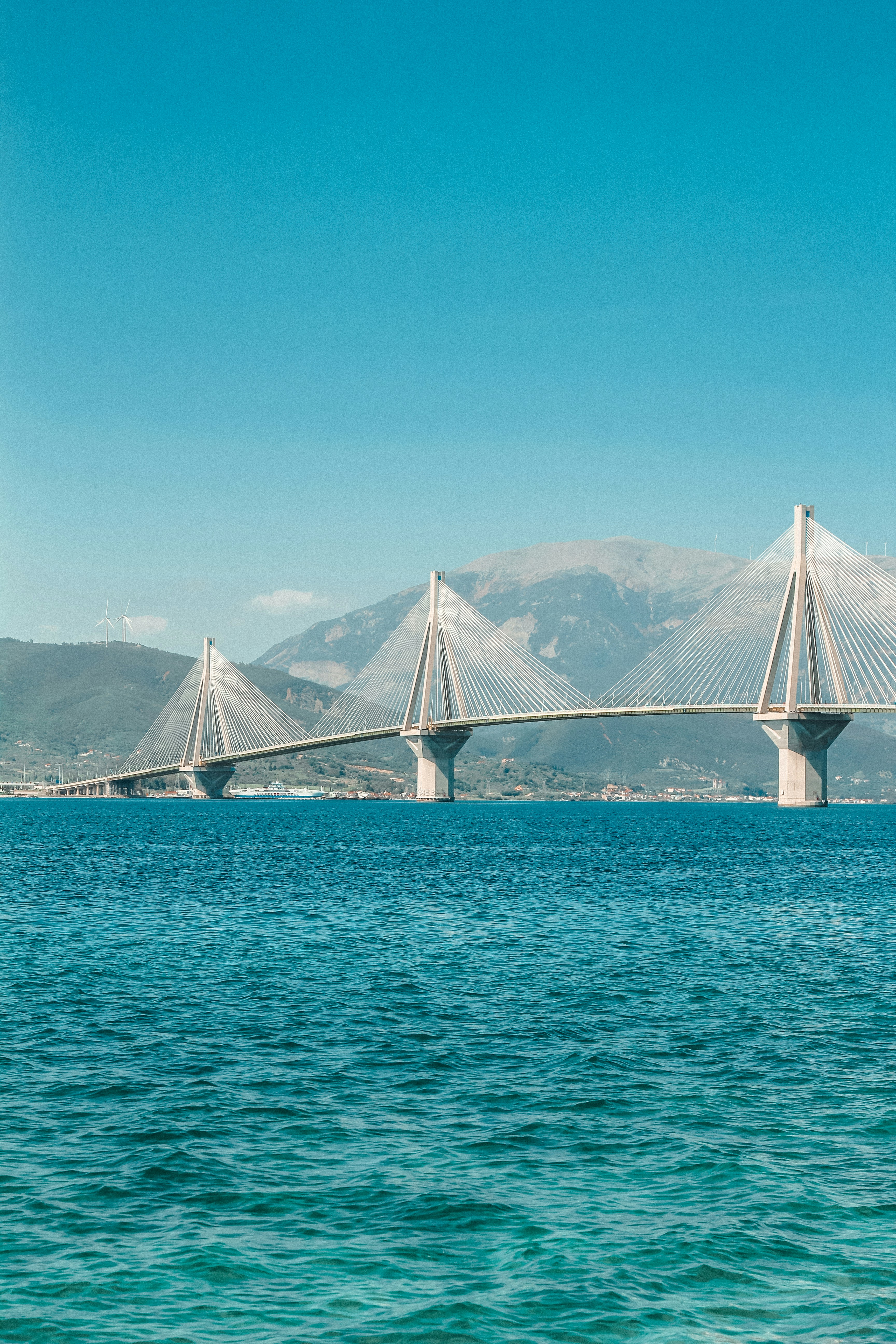Azure Spine Over Turquoise Waters: A Cable-Stayed Bridge