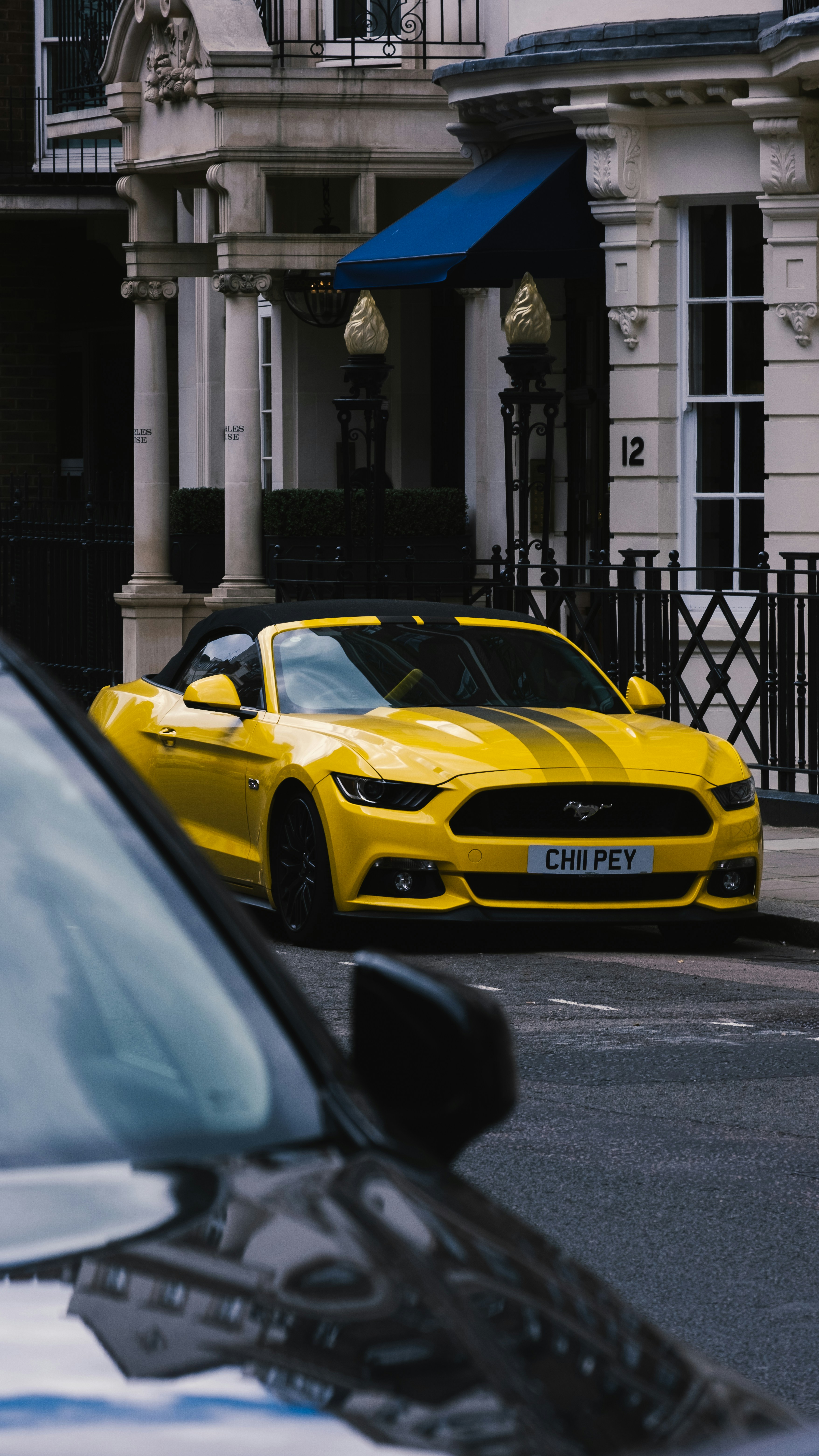 Neon Stallion by a Blue Canopy on a London Street
