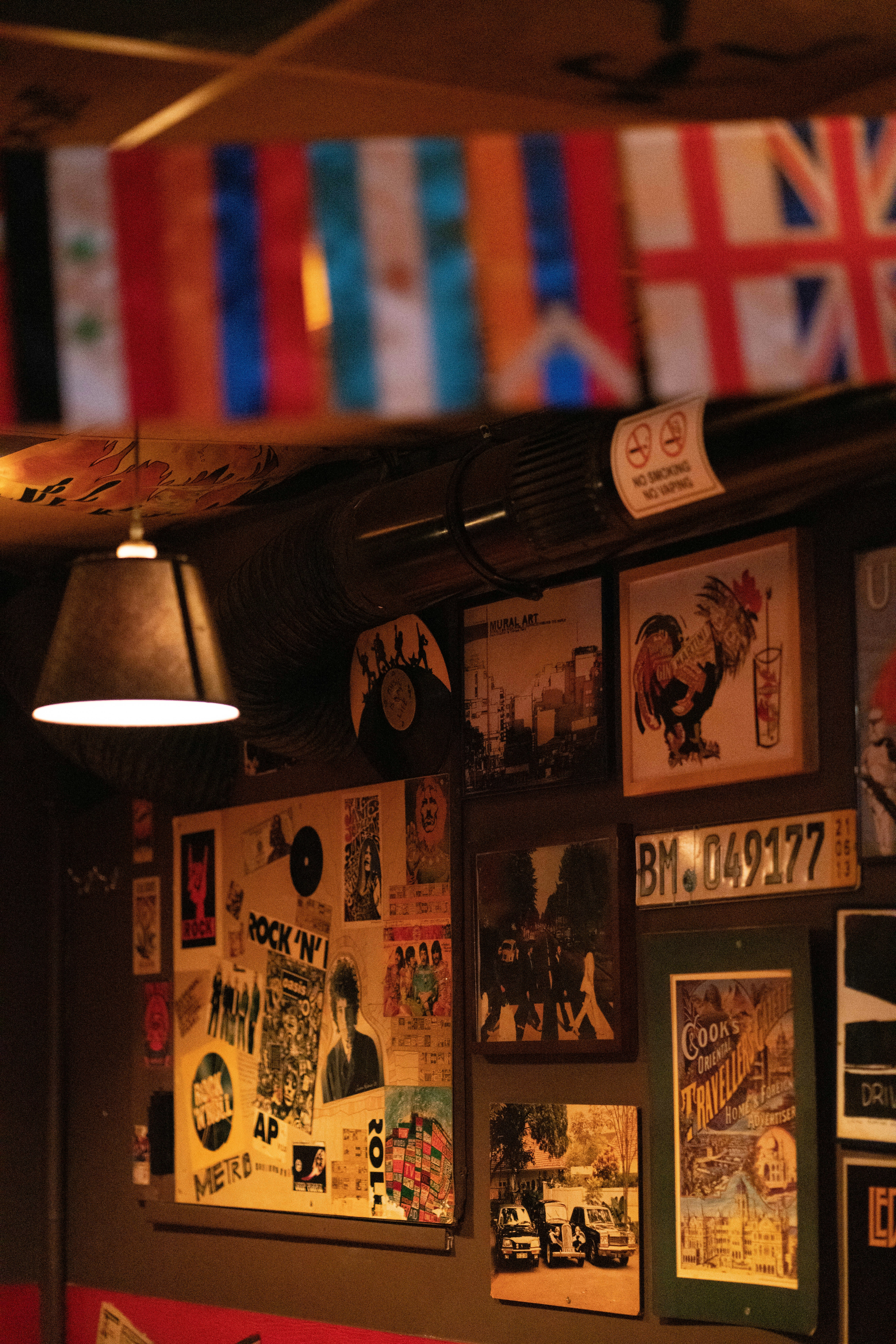 Warm Glow on a Wall of Vintage Posters