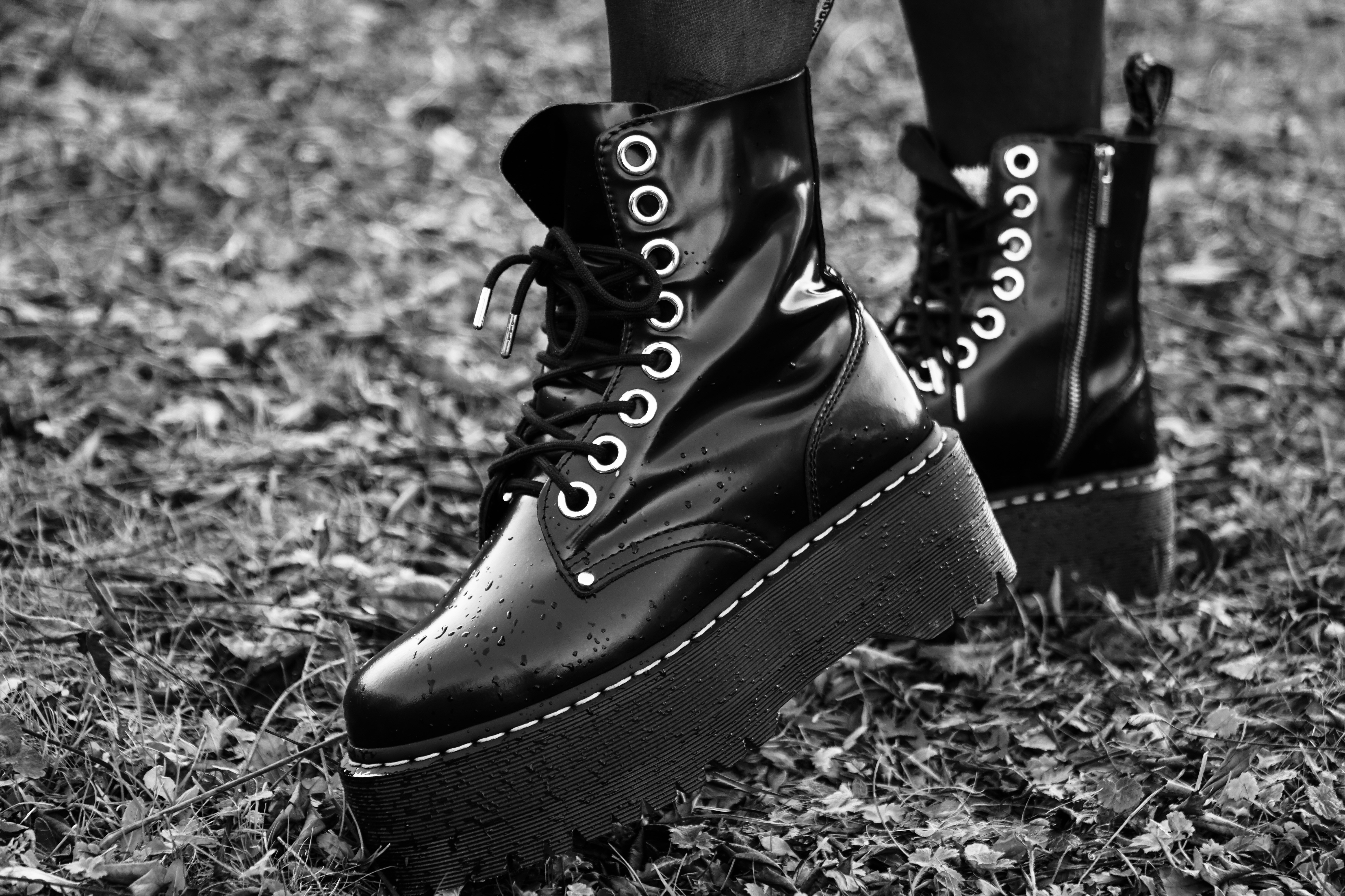 Chunky-Soled Boots on a Leaf-Litter Stage