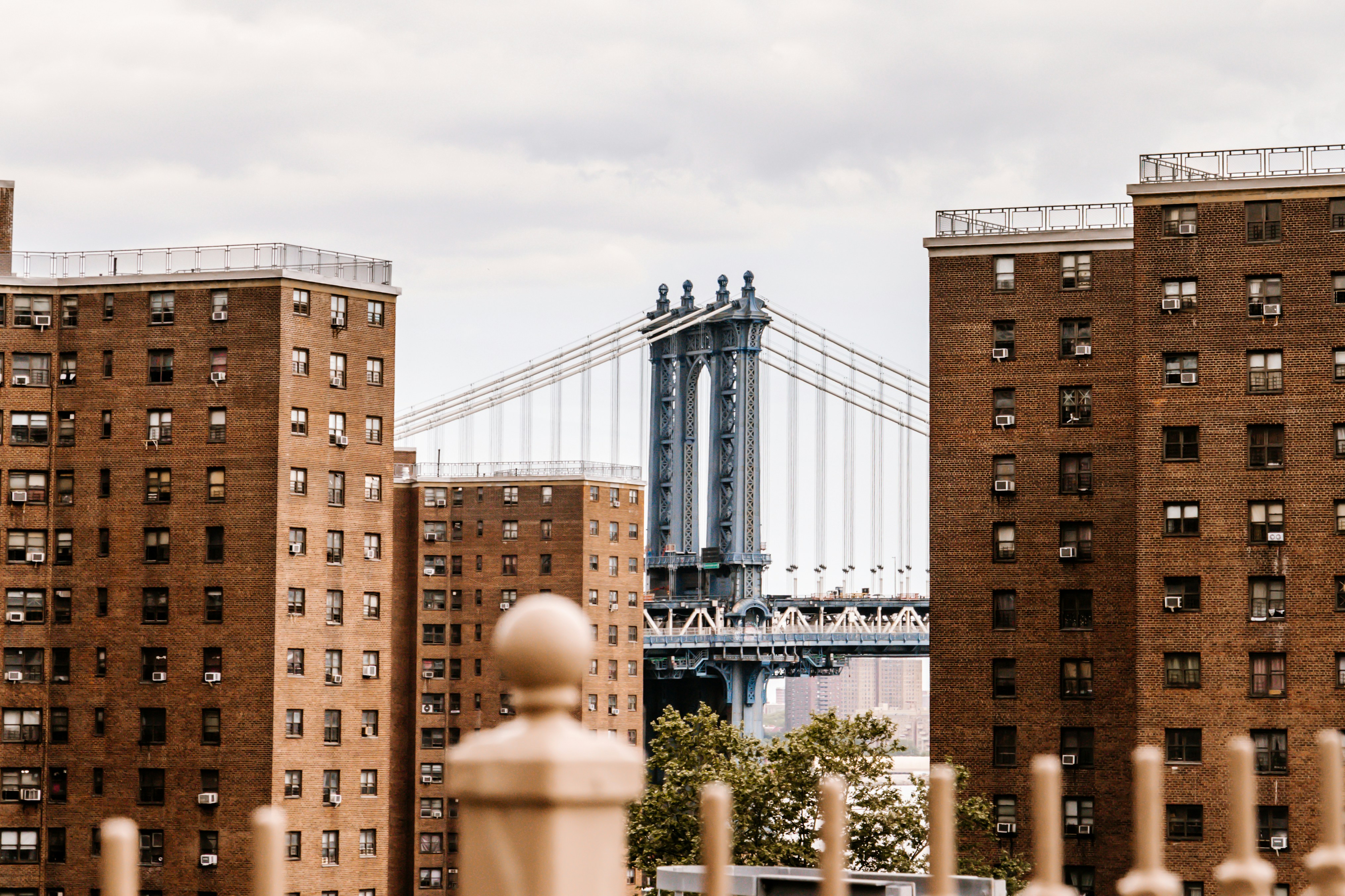 Bridge Between Brick Towers: A Quiet City Crossing