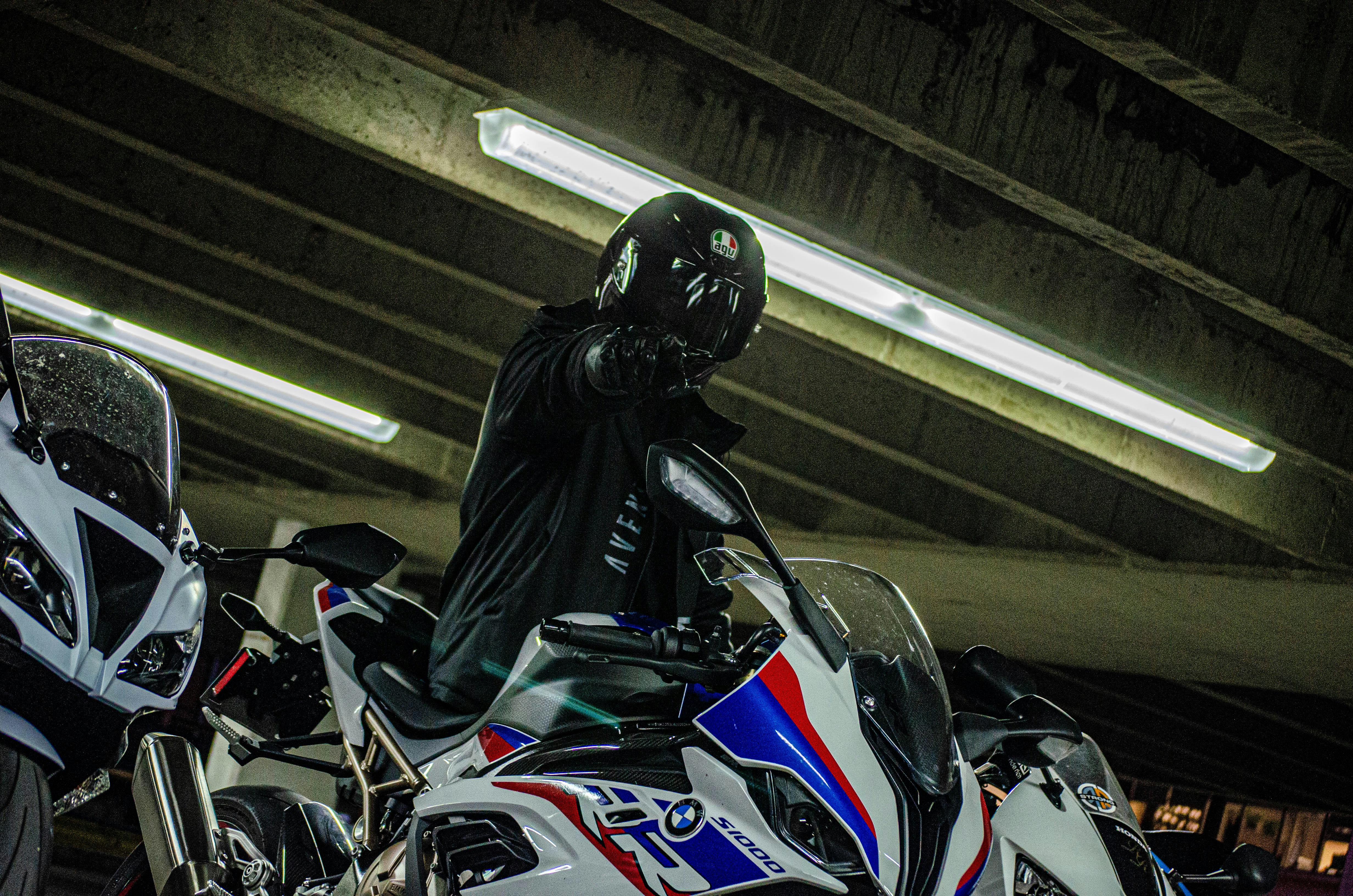 Rider in Focus: A Nighttime Glide Through the Parking Garage