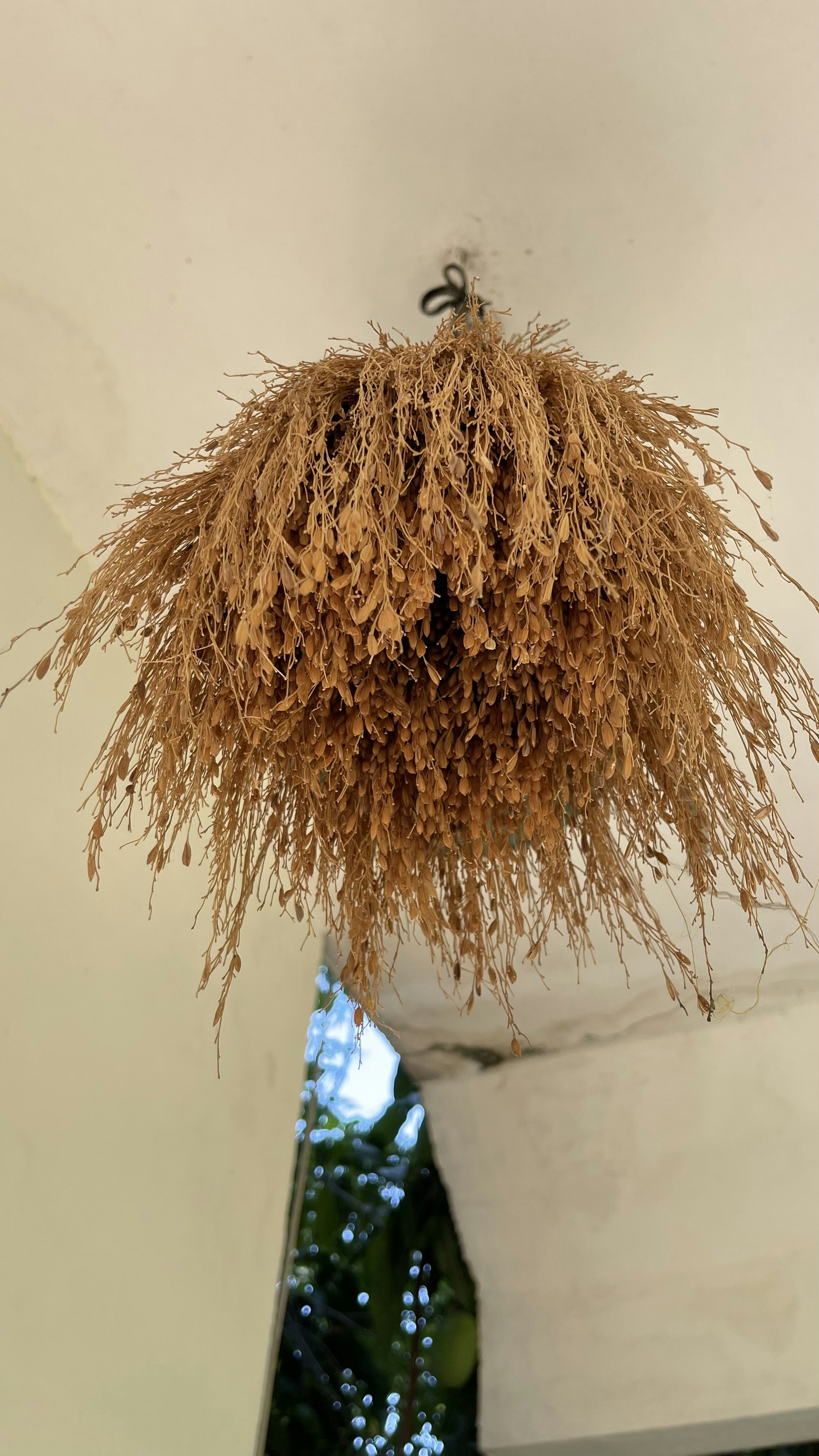 Suspended Tan Tassel Pendant in Soft Interior Light