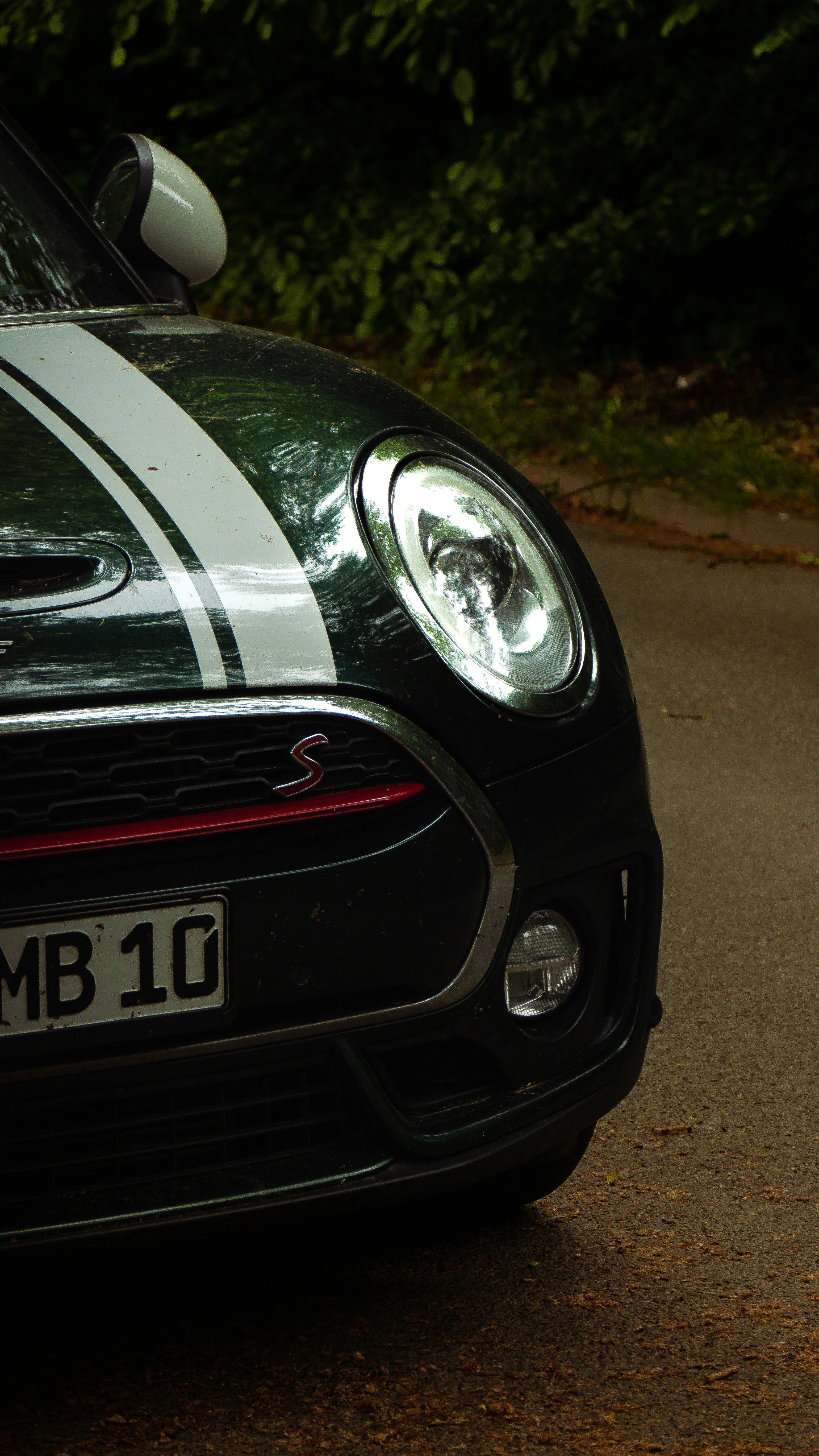 A close up of the front of a mini cooper cooper cooper cooper cooper ...