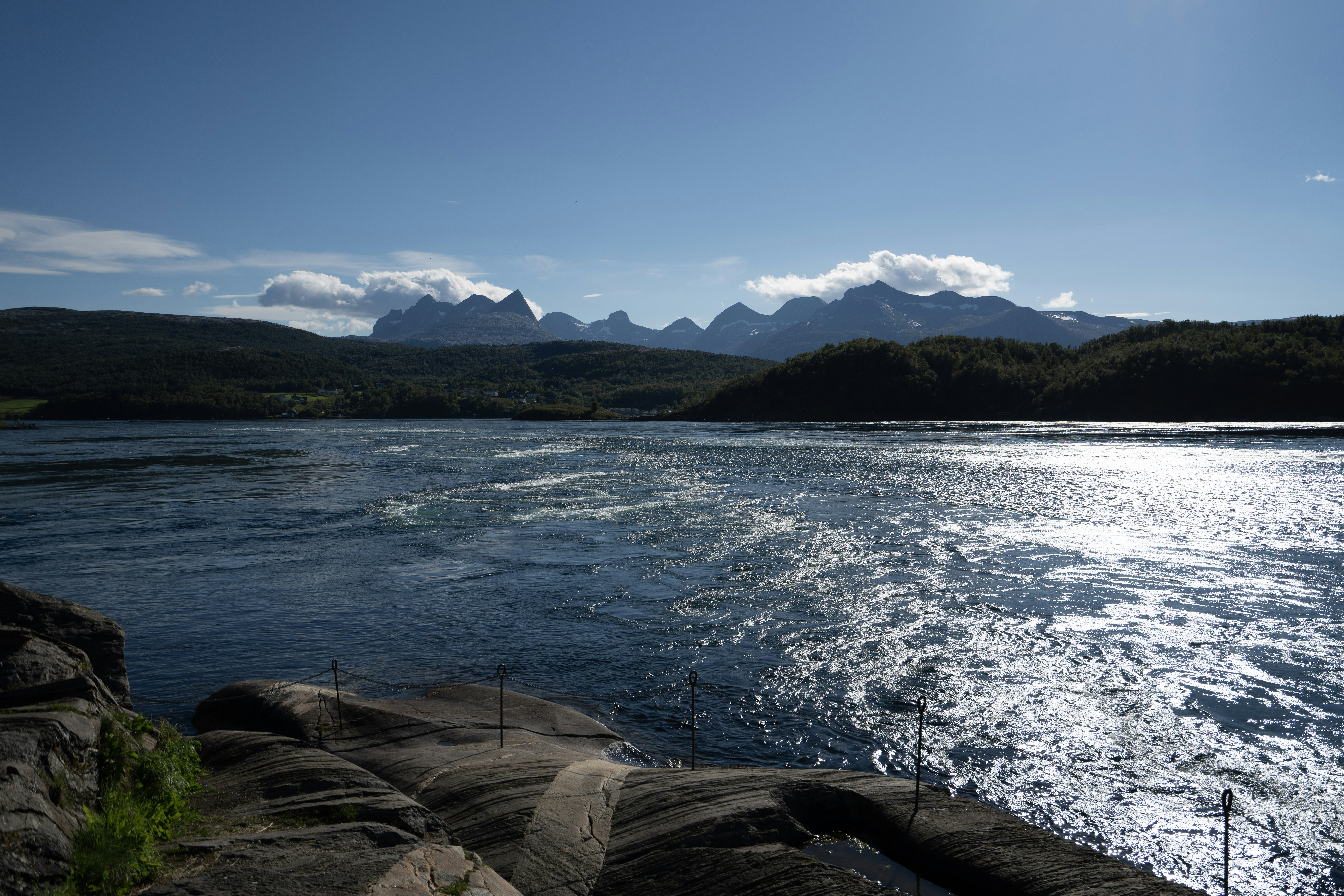 A serene shot of the tidal currents in Saltstraumen, Norway