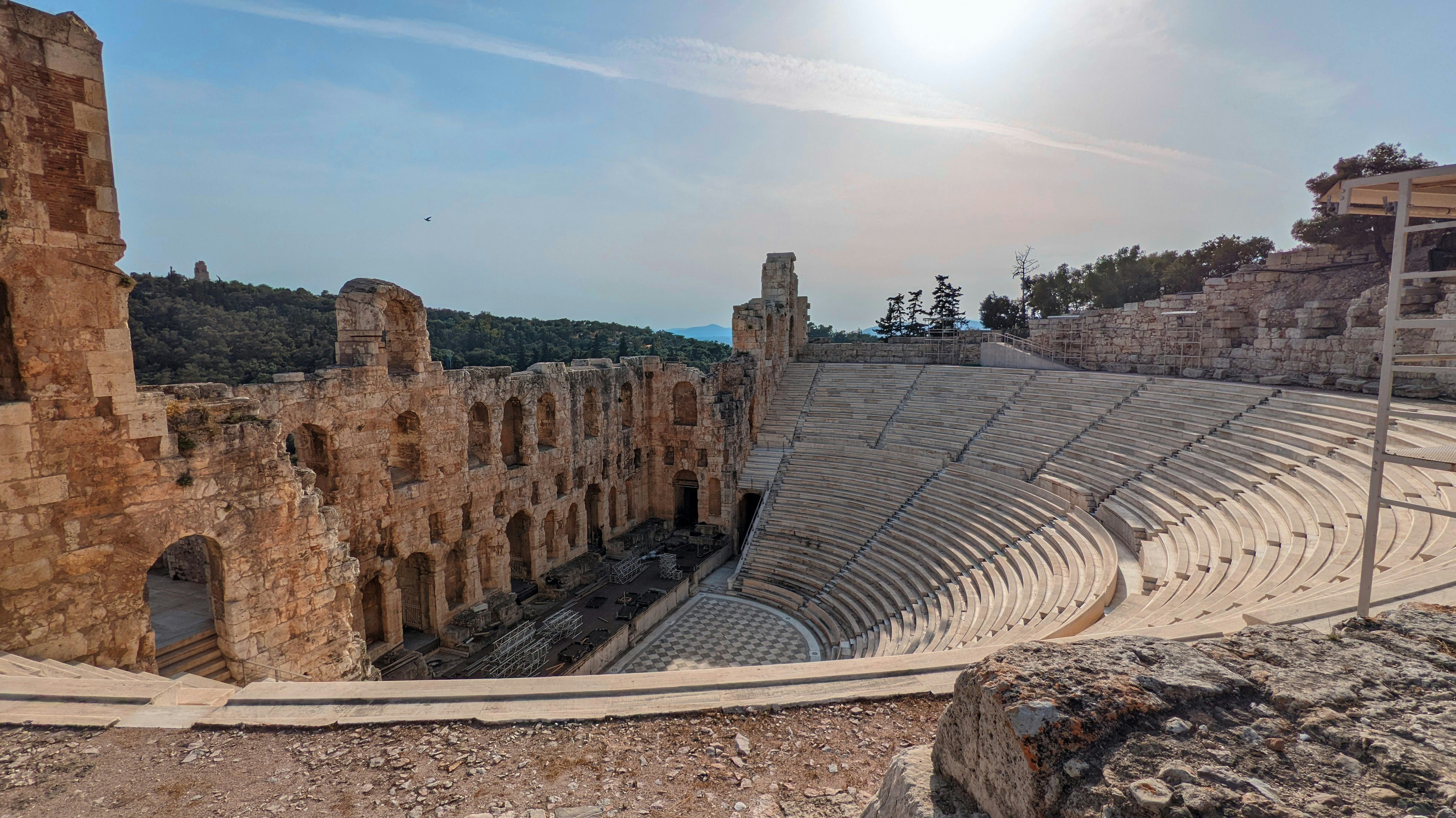 A view of a roman amphit from the top of a hill photo – Free Acropolis ...