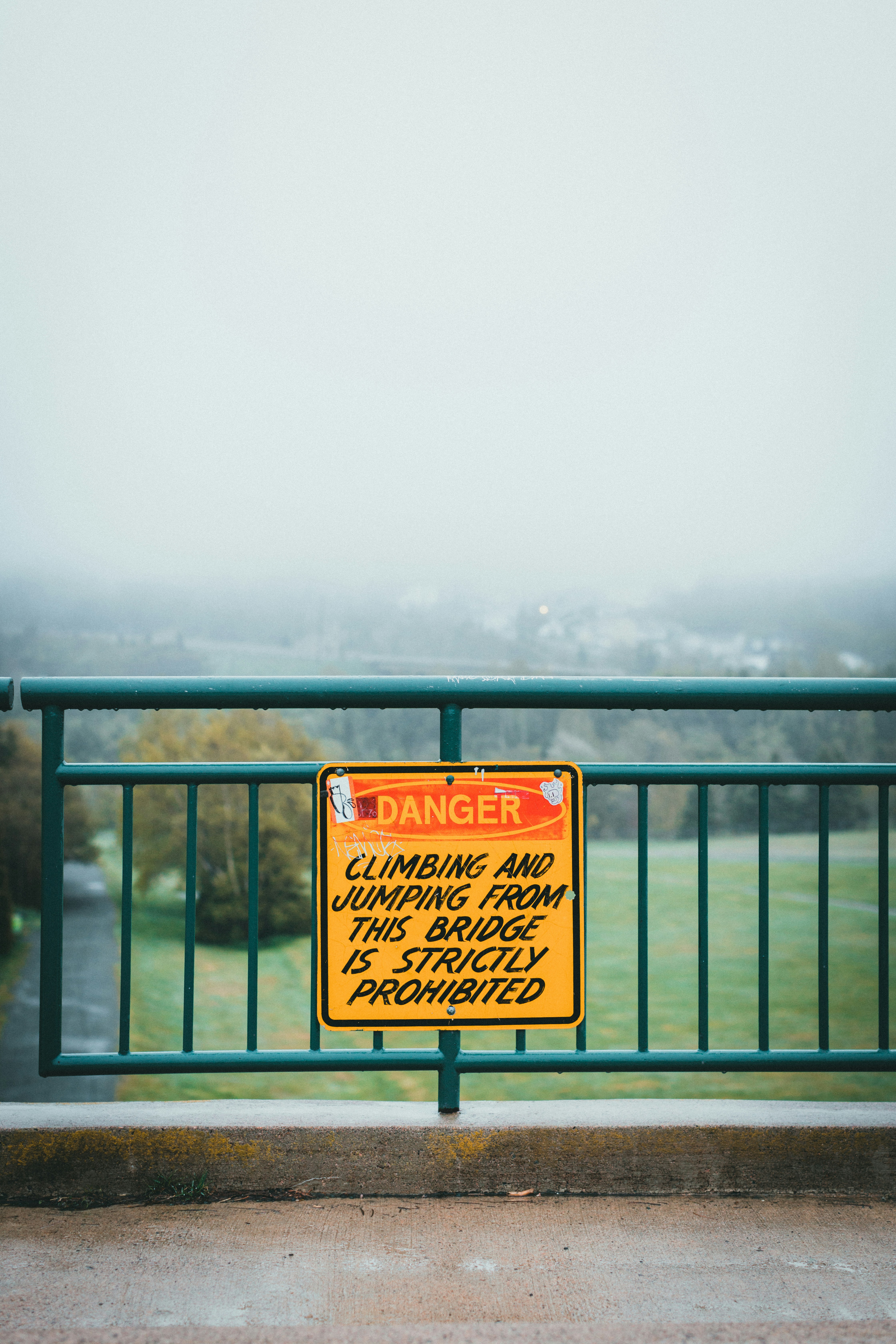 Warning on the Bridge: A Hidden View Beneath the Sign