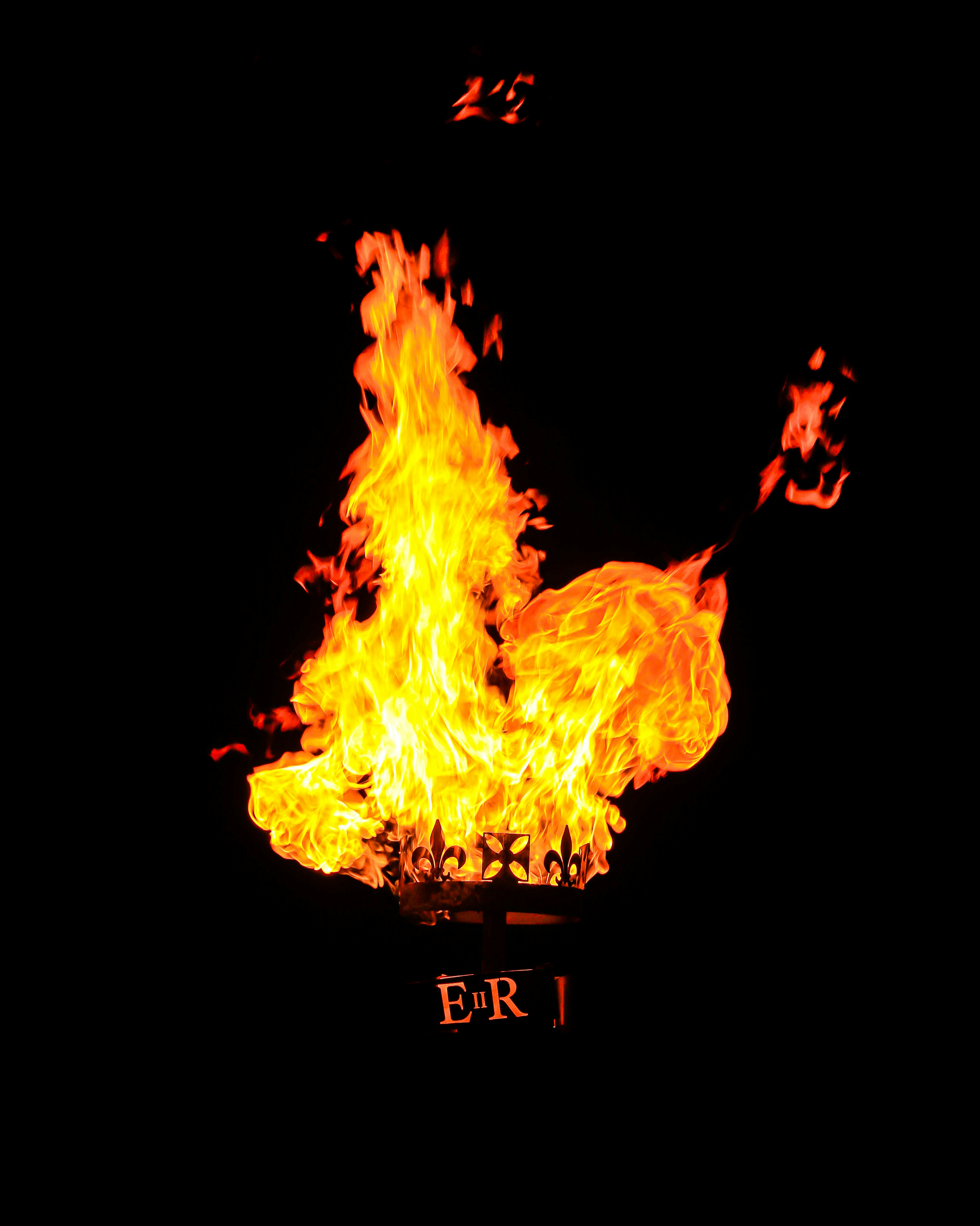 Ember Crown: A Midnight Flame Rising from a Metal Burner