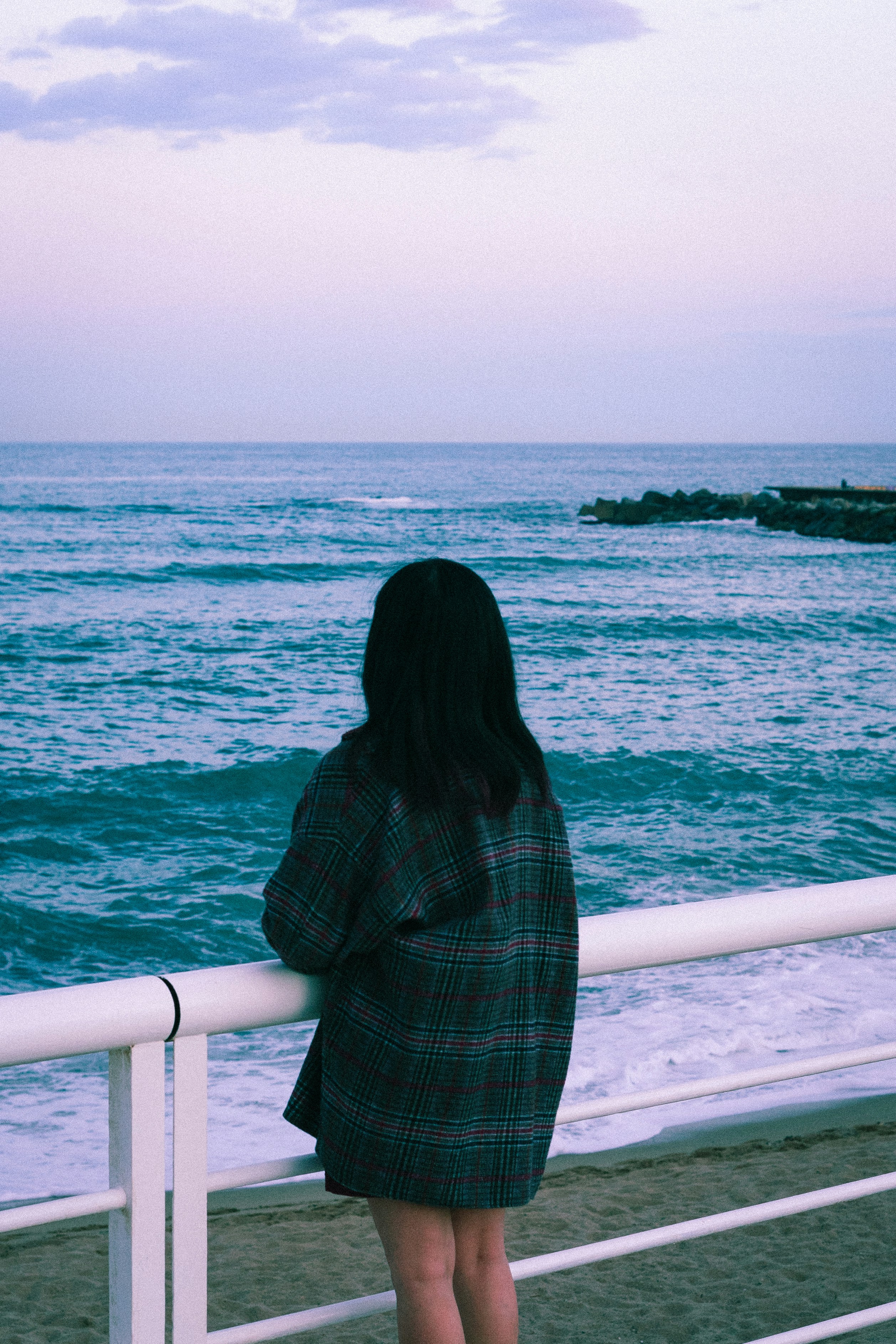 Plaid Overlook: A Quiet Portrait on the Pier