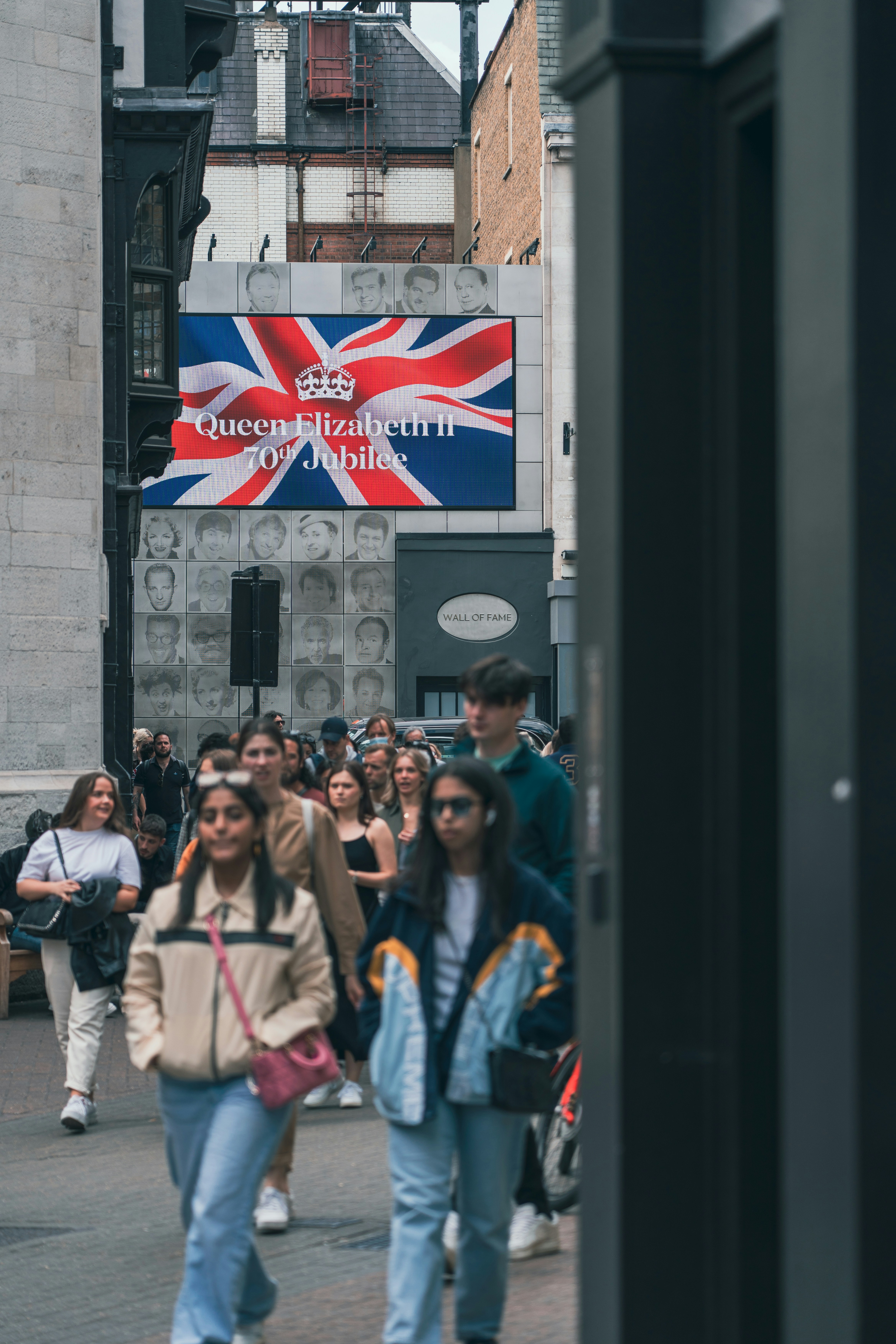Bannered Jubilee: Union Jack Over a Busy City Street