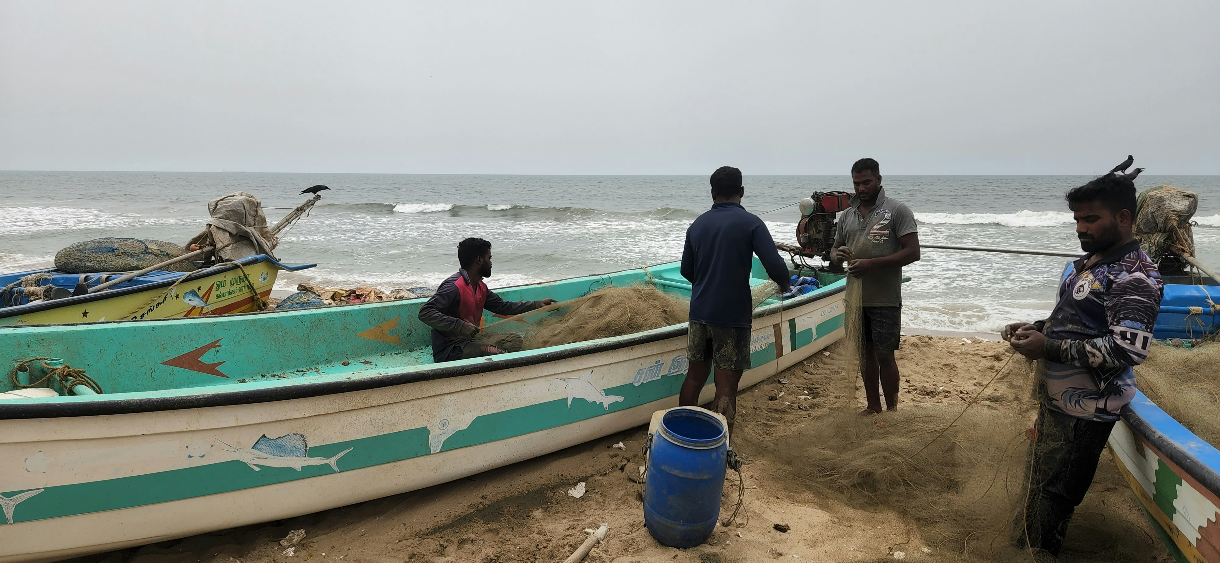Harmony of Labor and Nature by the Shore