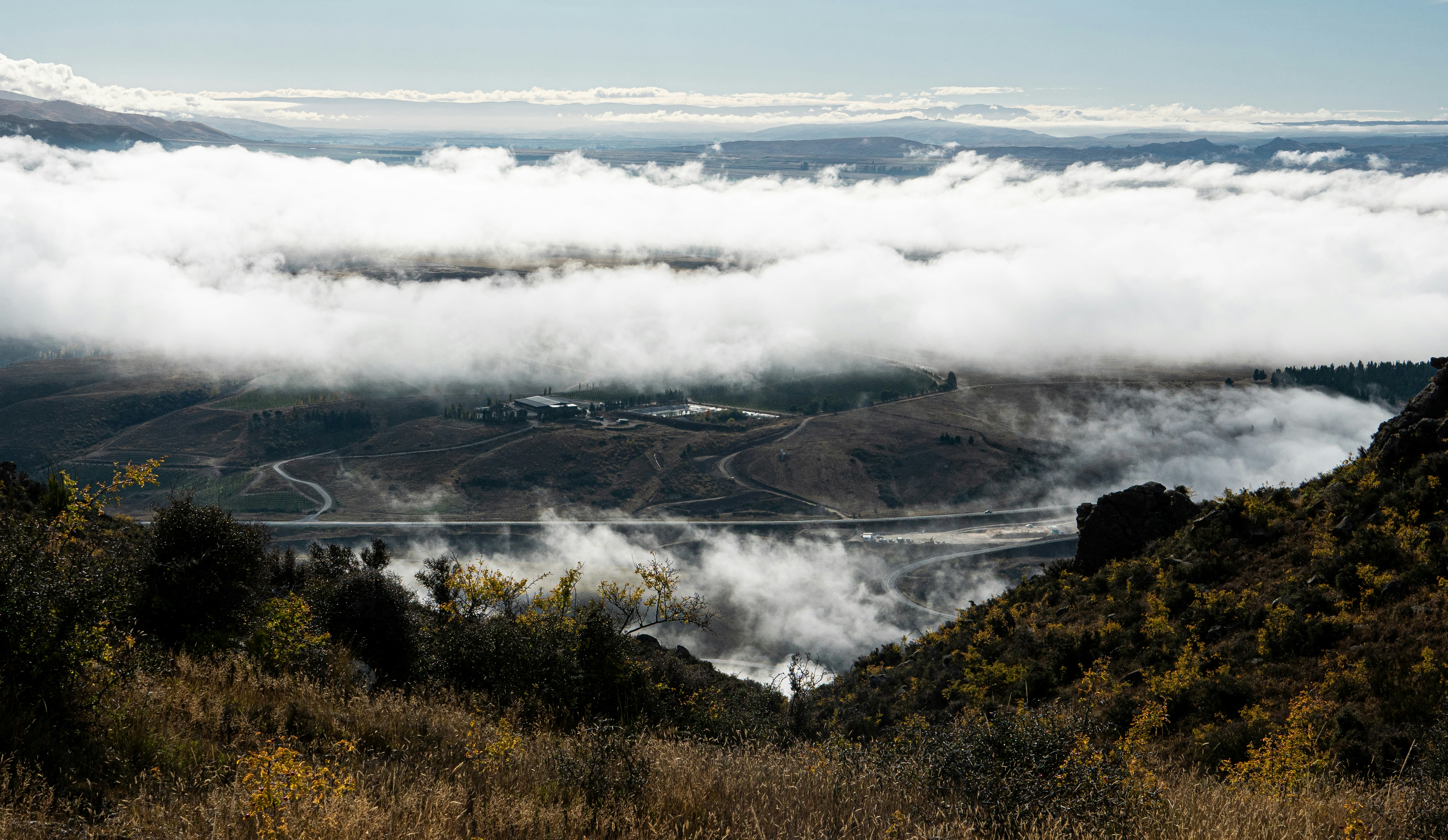 a landscape with hills and trees