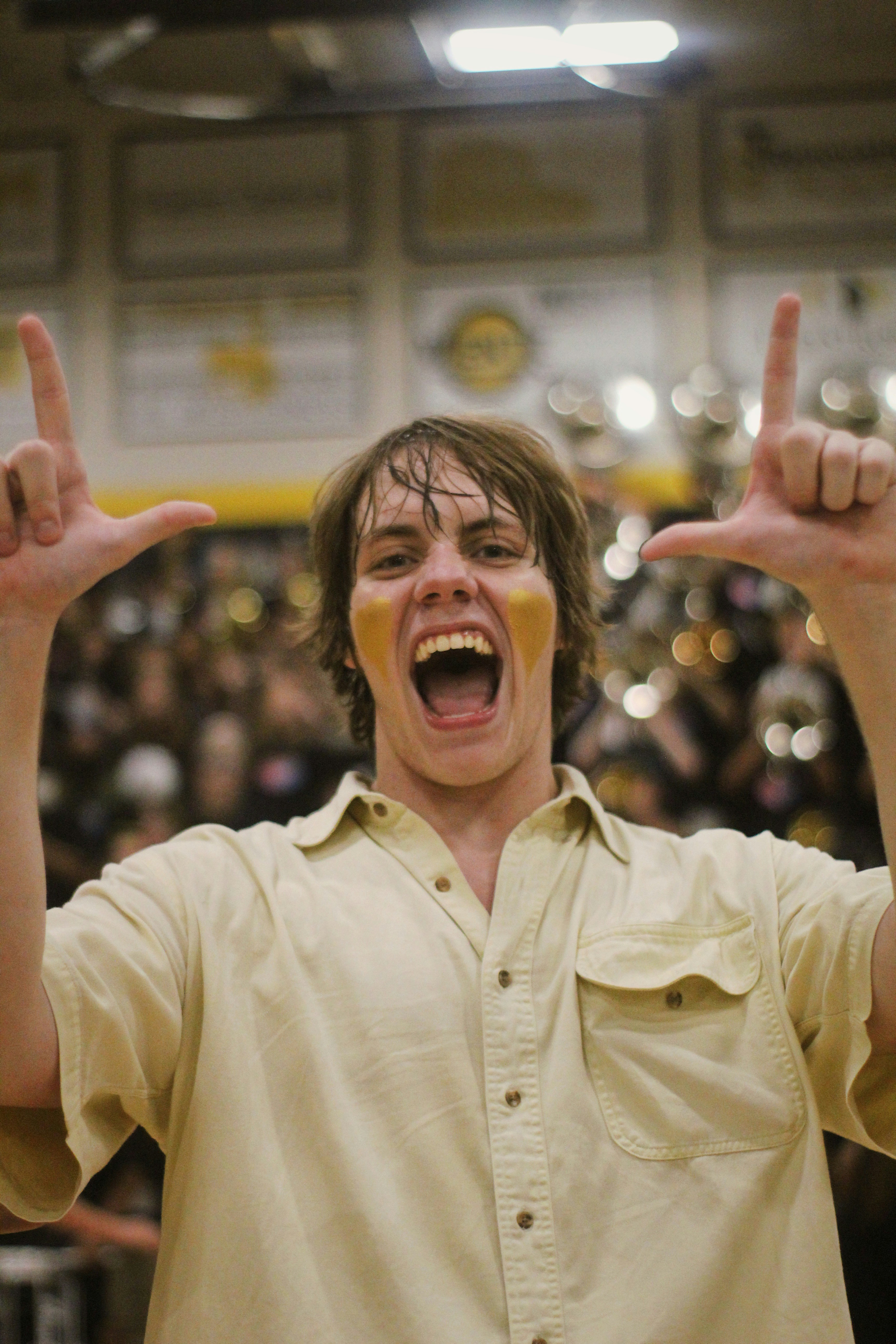 Cheerful Game Face: A Defender’s Loud Entrance