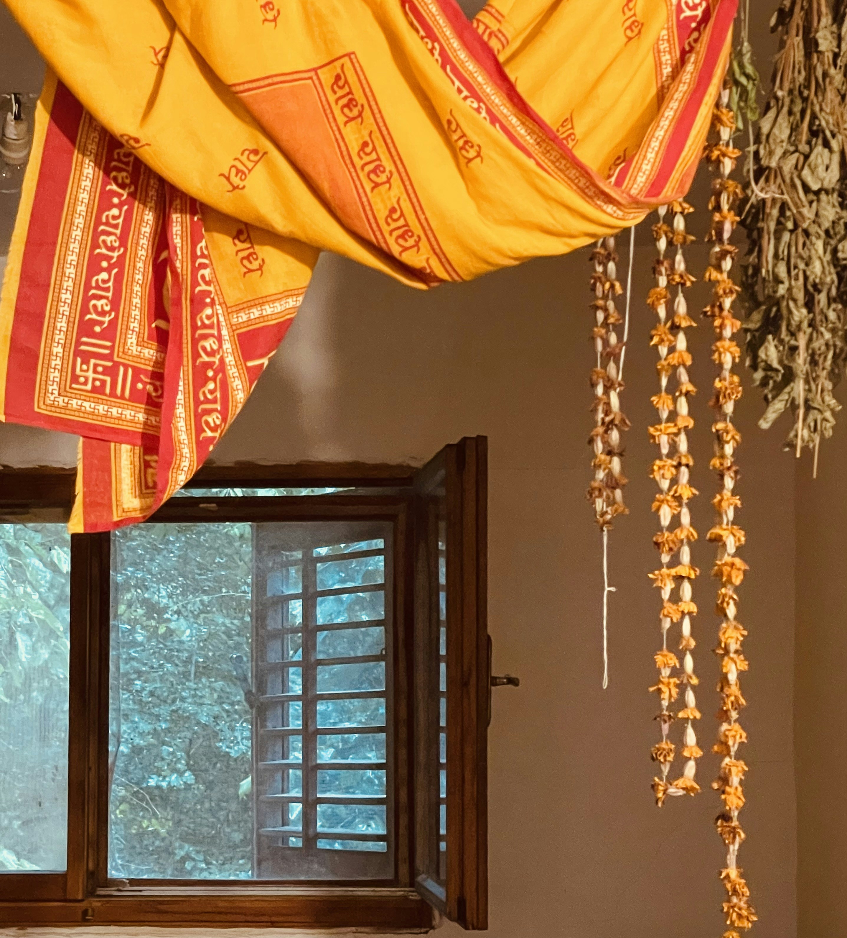 Open Window, Hanging Garlands: A Quiet Indoor Moment