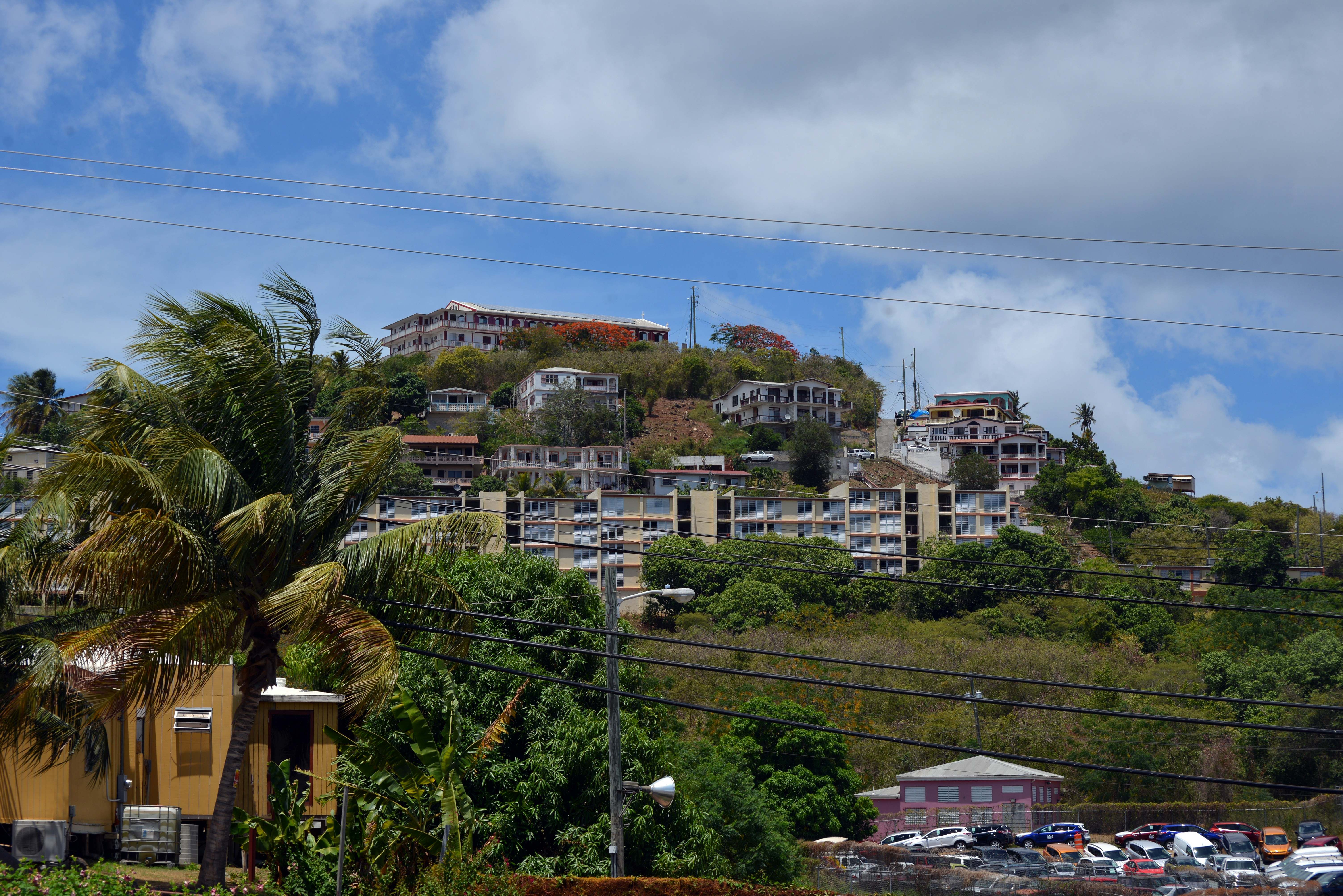 Houses on a hillside.