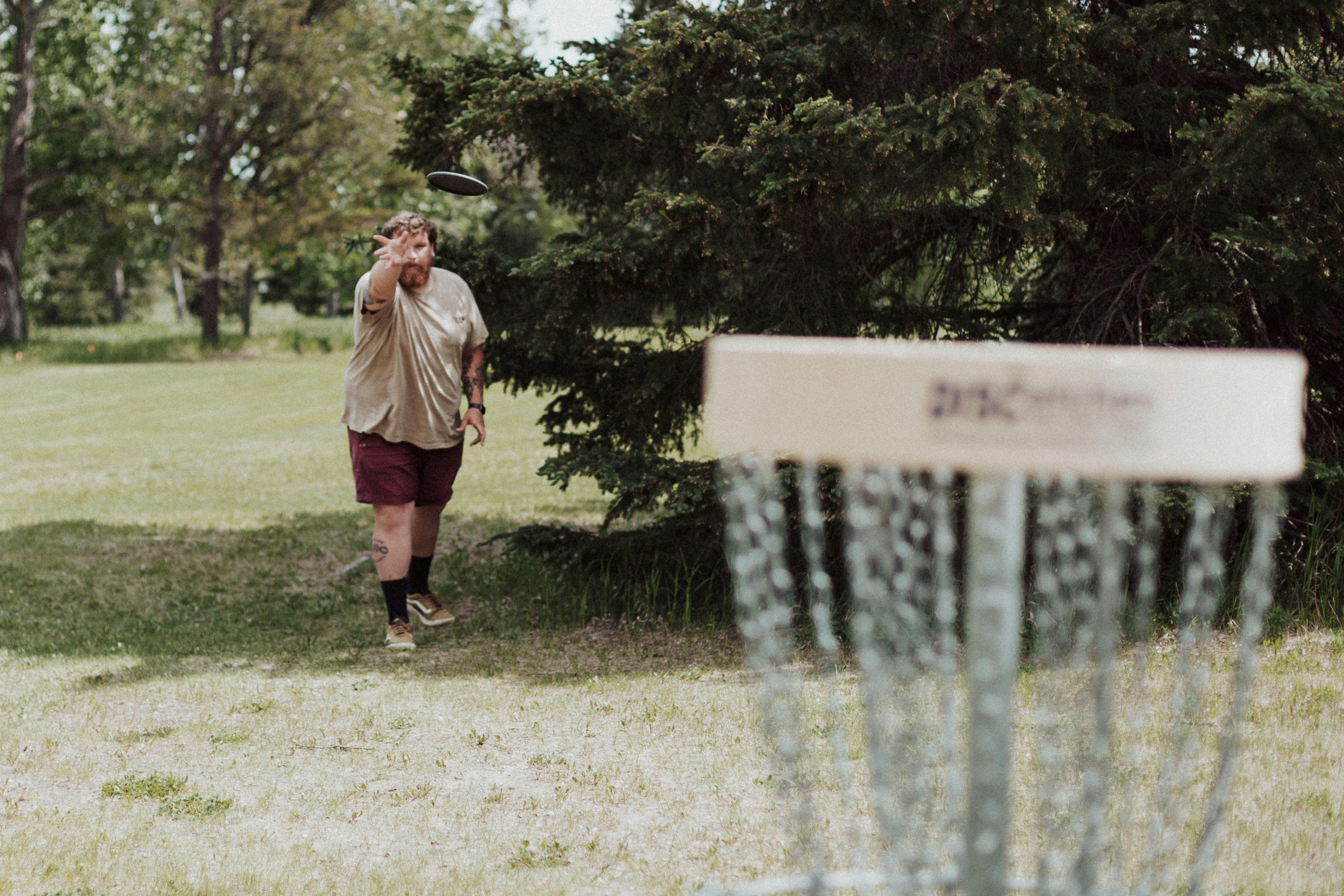 Frisbee Flight Aiming Toward a Distant Basket
