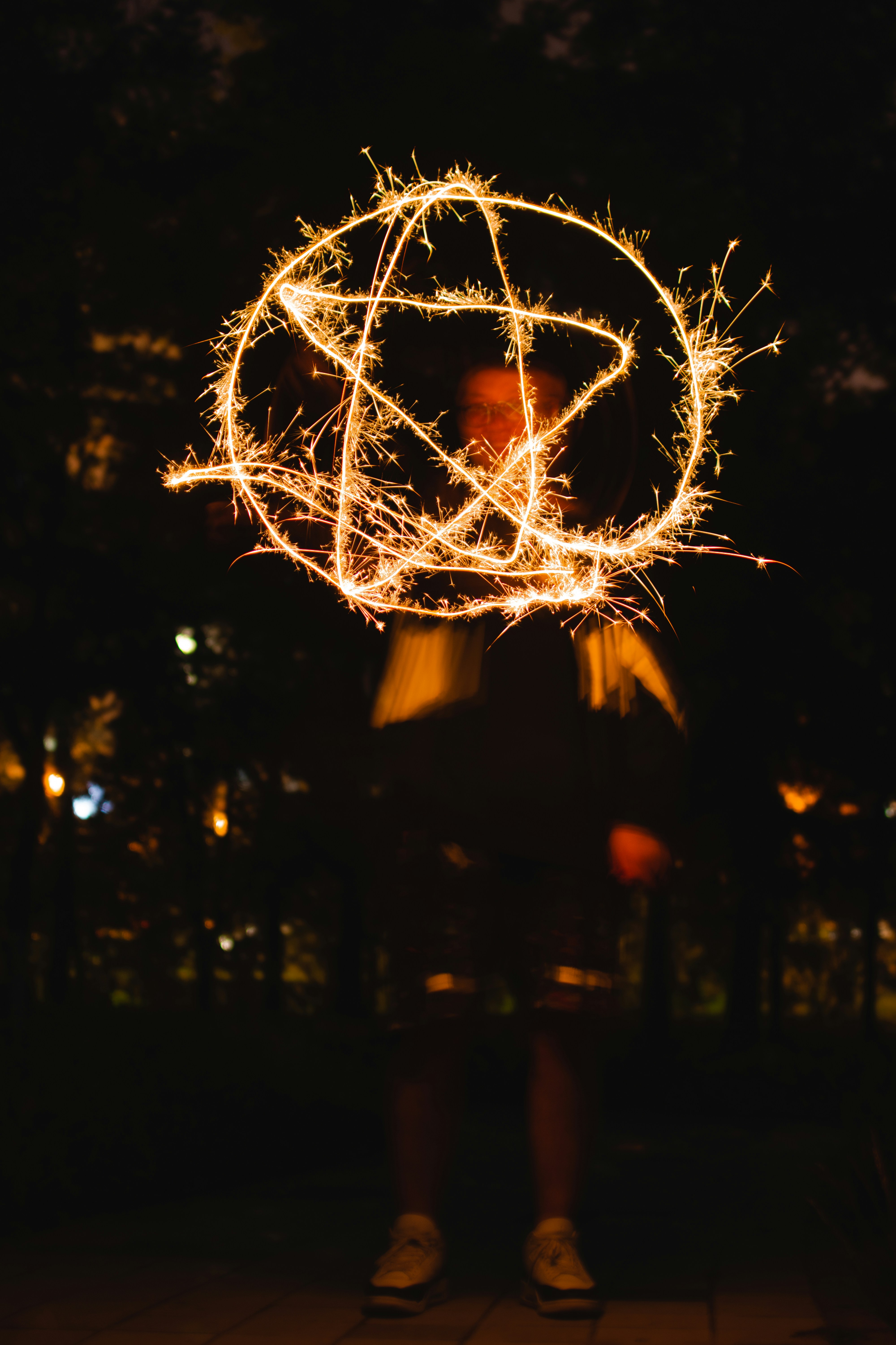 Rune Circle in Neon Dust: Night Sparkler Glyphs Above the Park