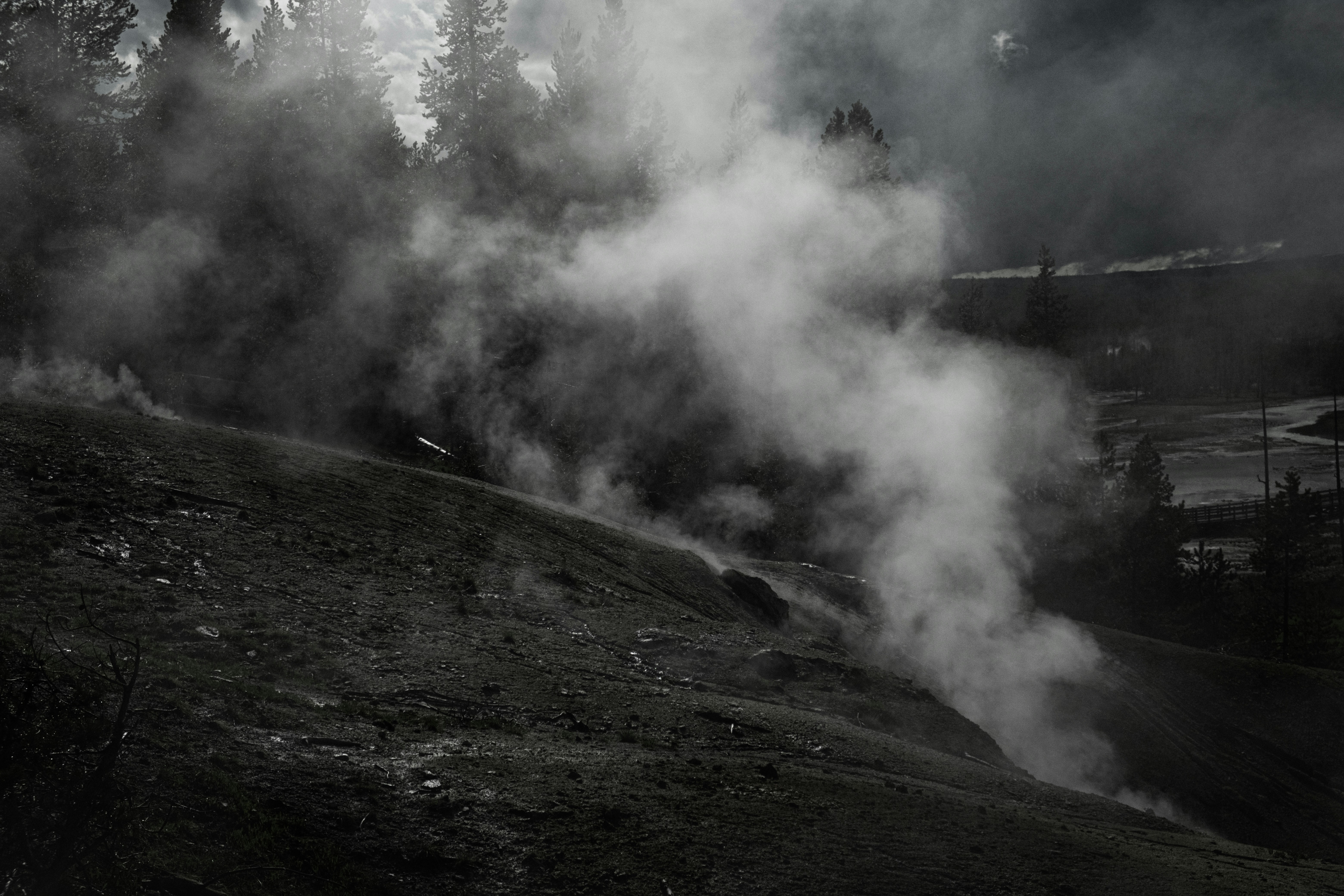 A large explosion in a field photo – Free Yellowstone national park ...