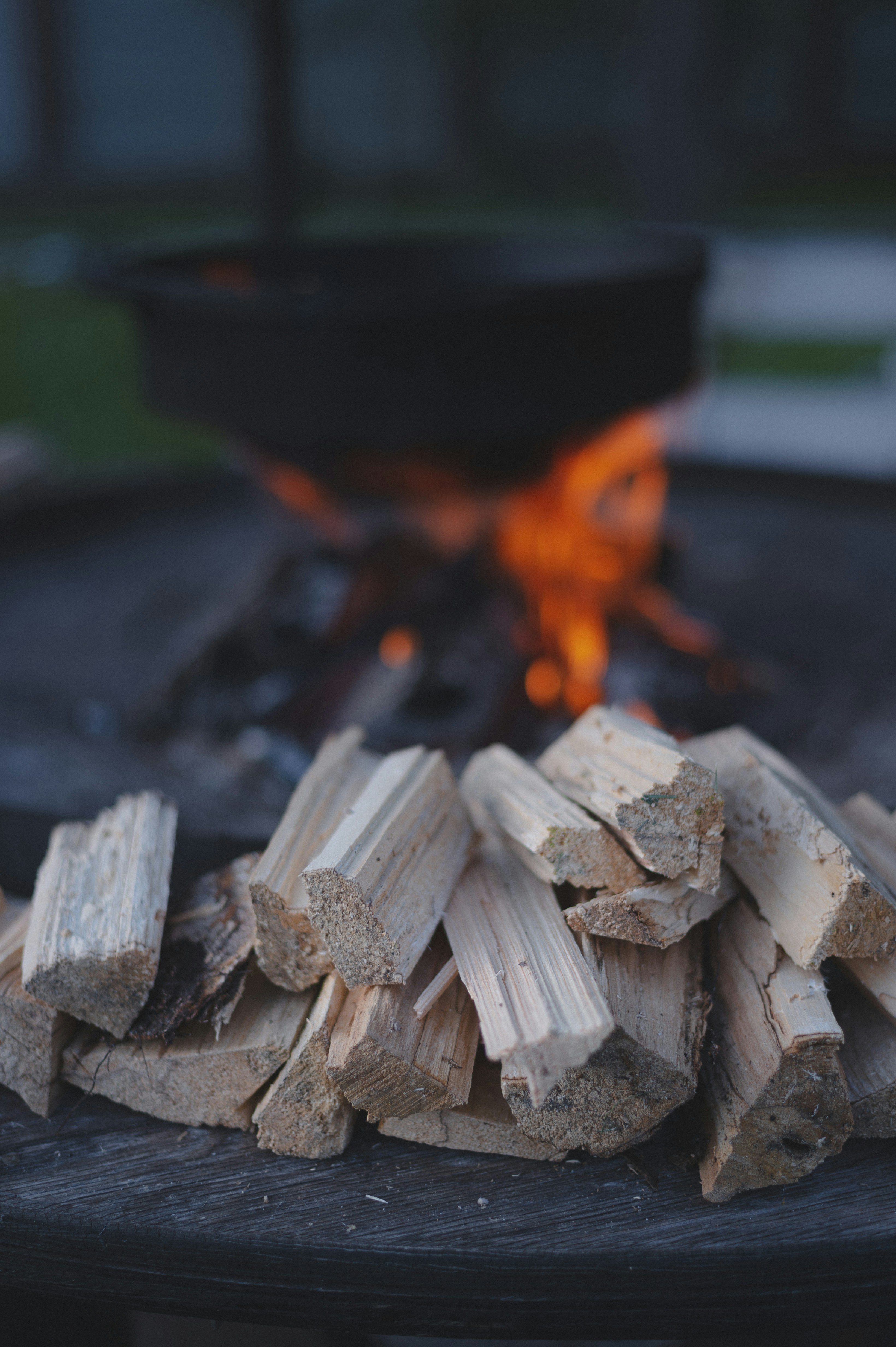 Kindling in Focus, Ember Glow in the Background