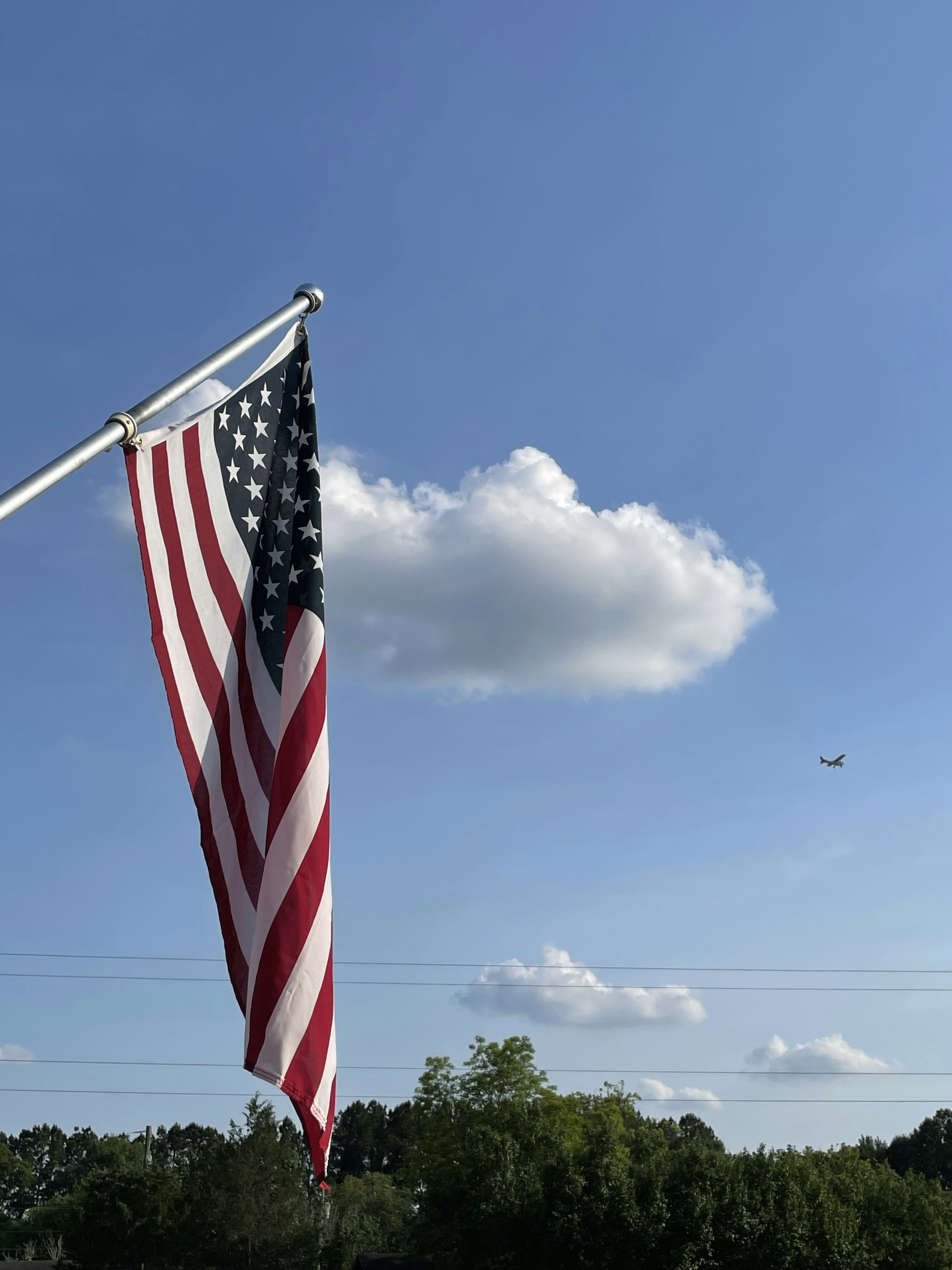 Diagonal Flag Against a Crisp Blue Sky