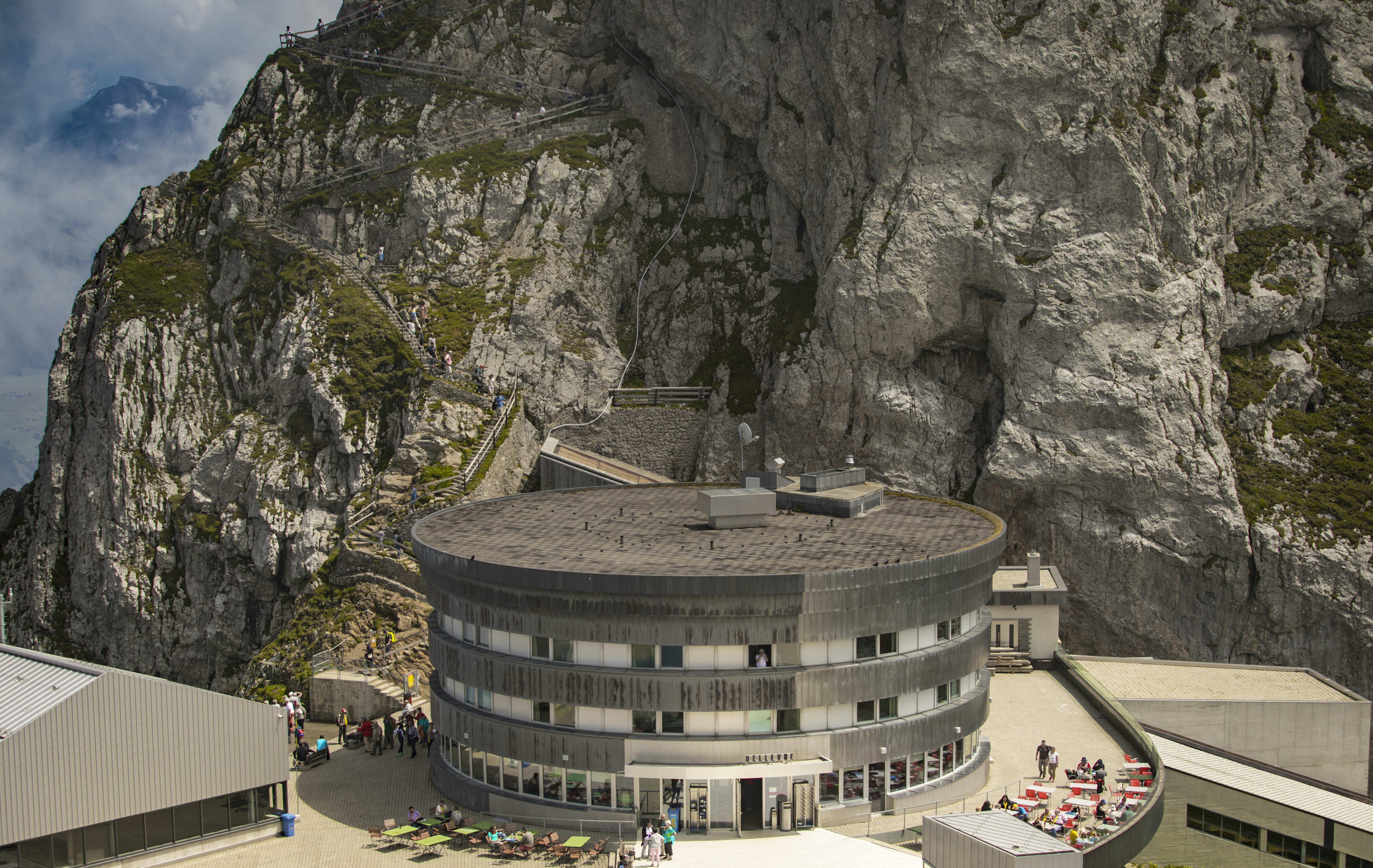 Circular Clifftop Observatory at the Edge of a Mountain