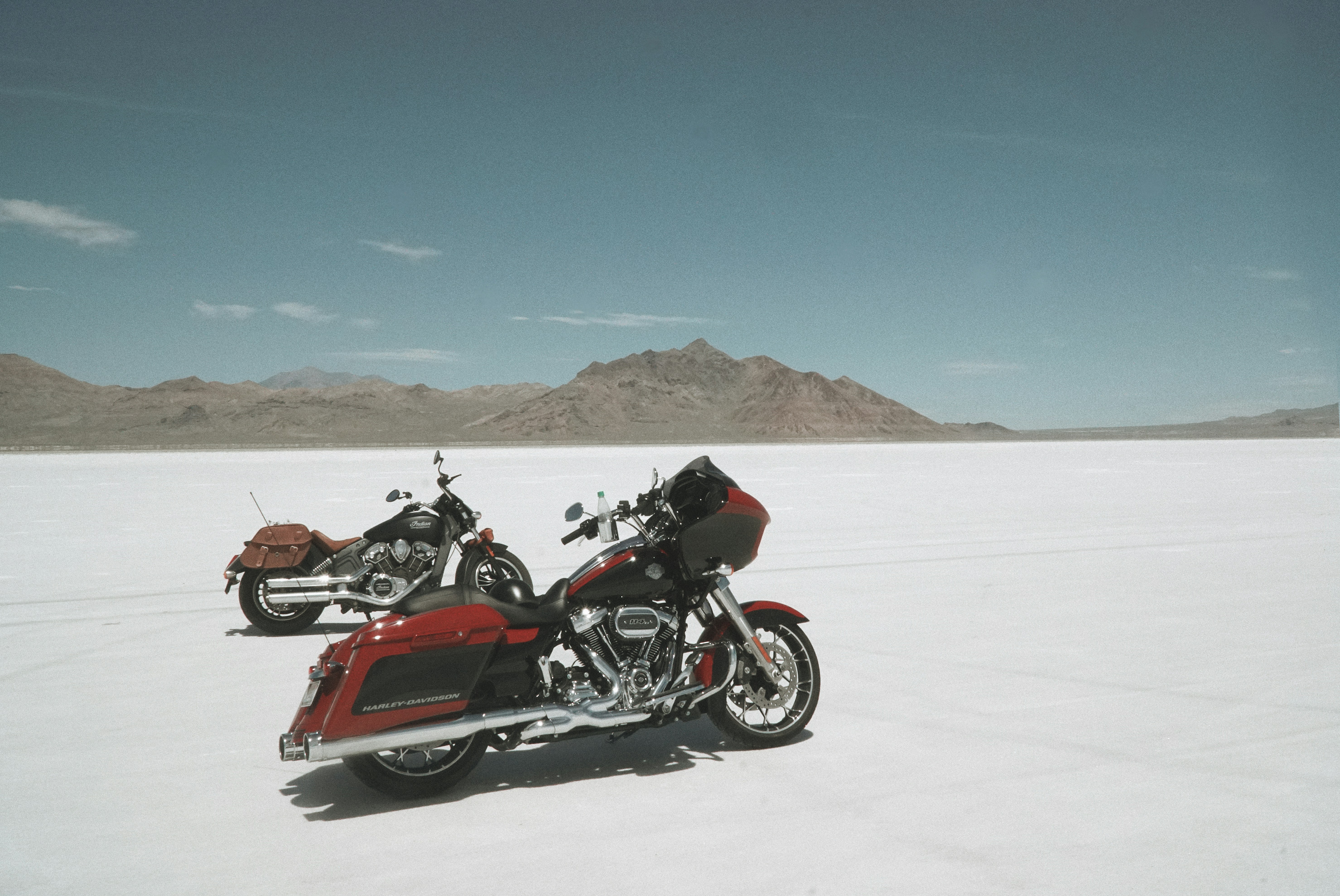 Motorcycles parked in the desert photo – Free Bonneville salt flats ...