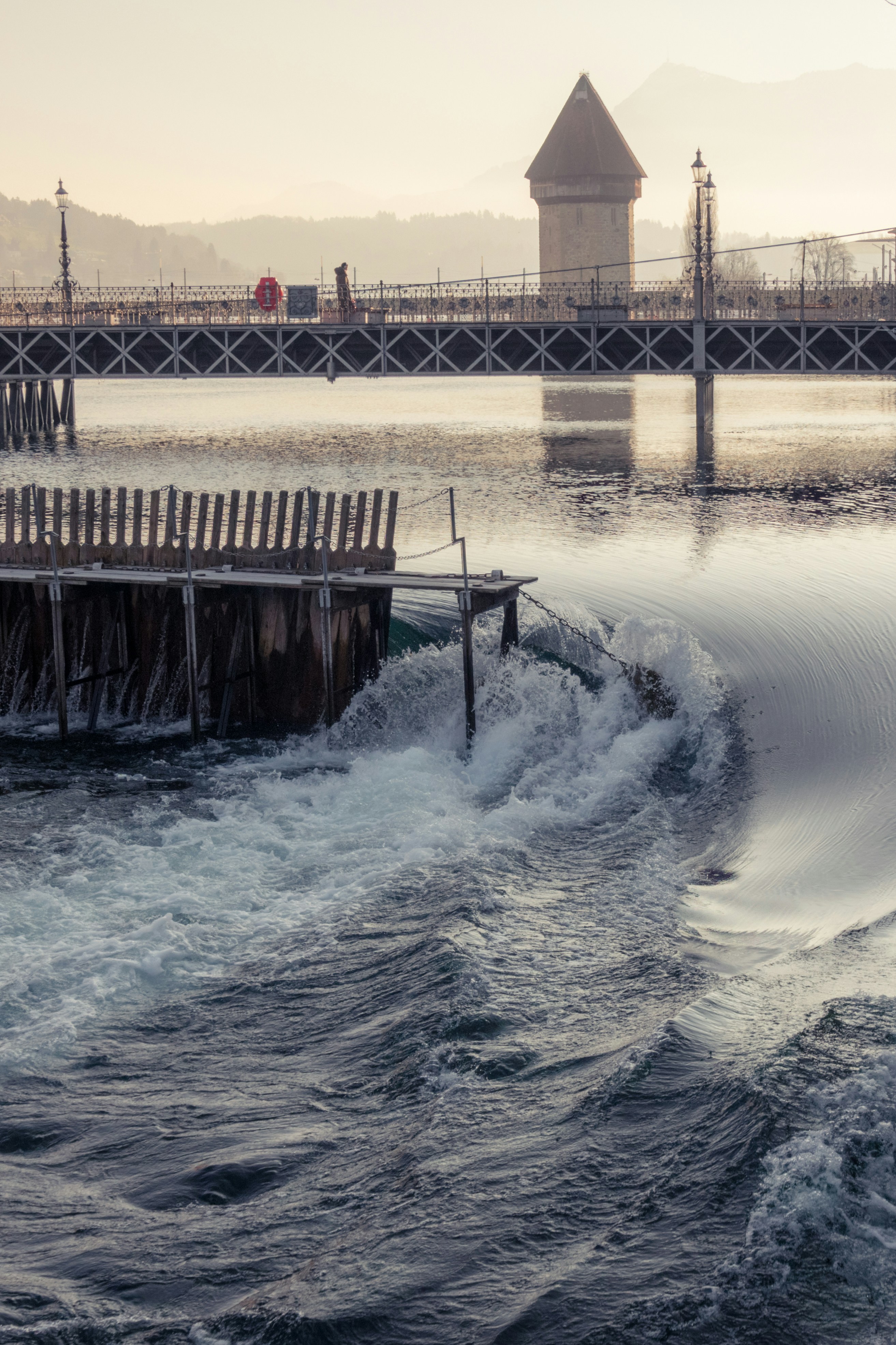 Cresting Tide by the Iron Bridge at Dawn