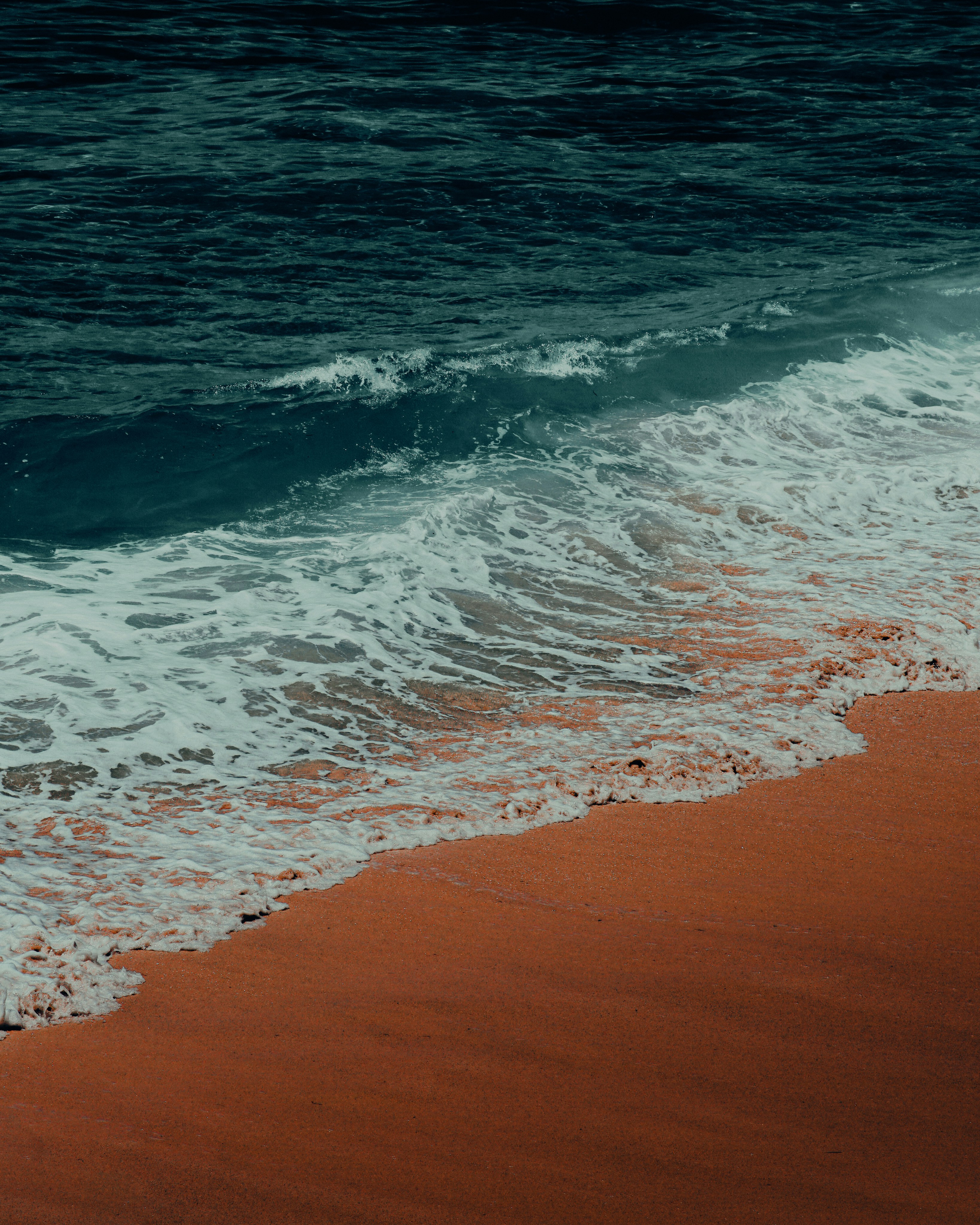 Foam Lace on a Rust-Orange Seashore