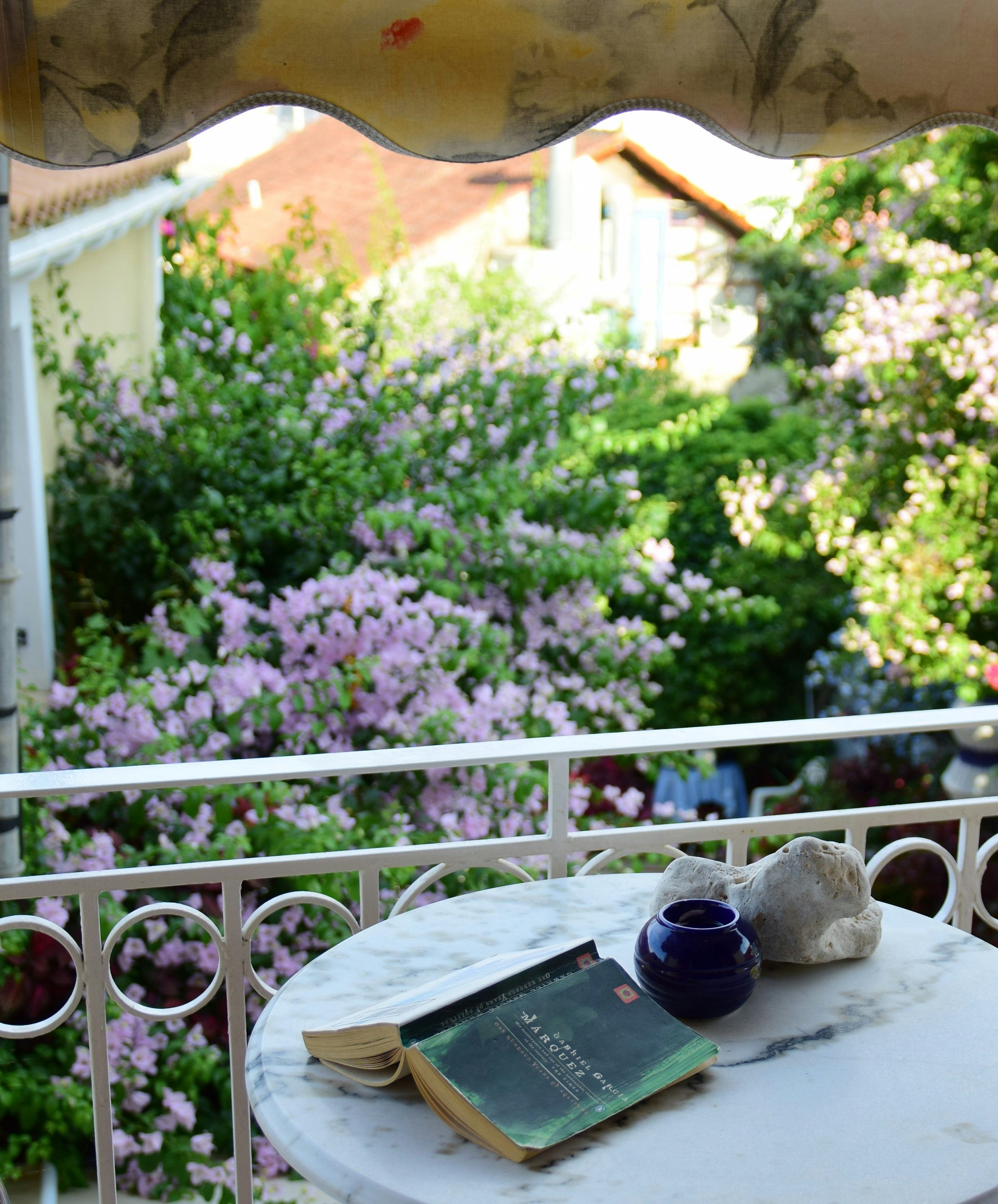 Garden Terrace Morning: Lavender Blush and Marble Table