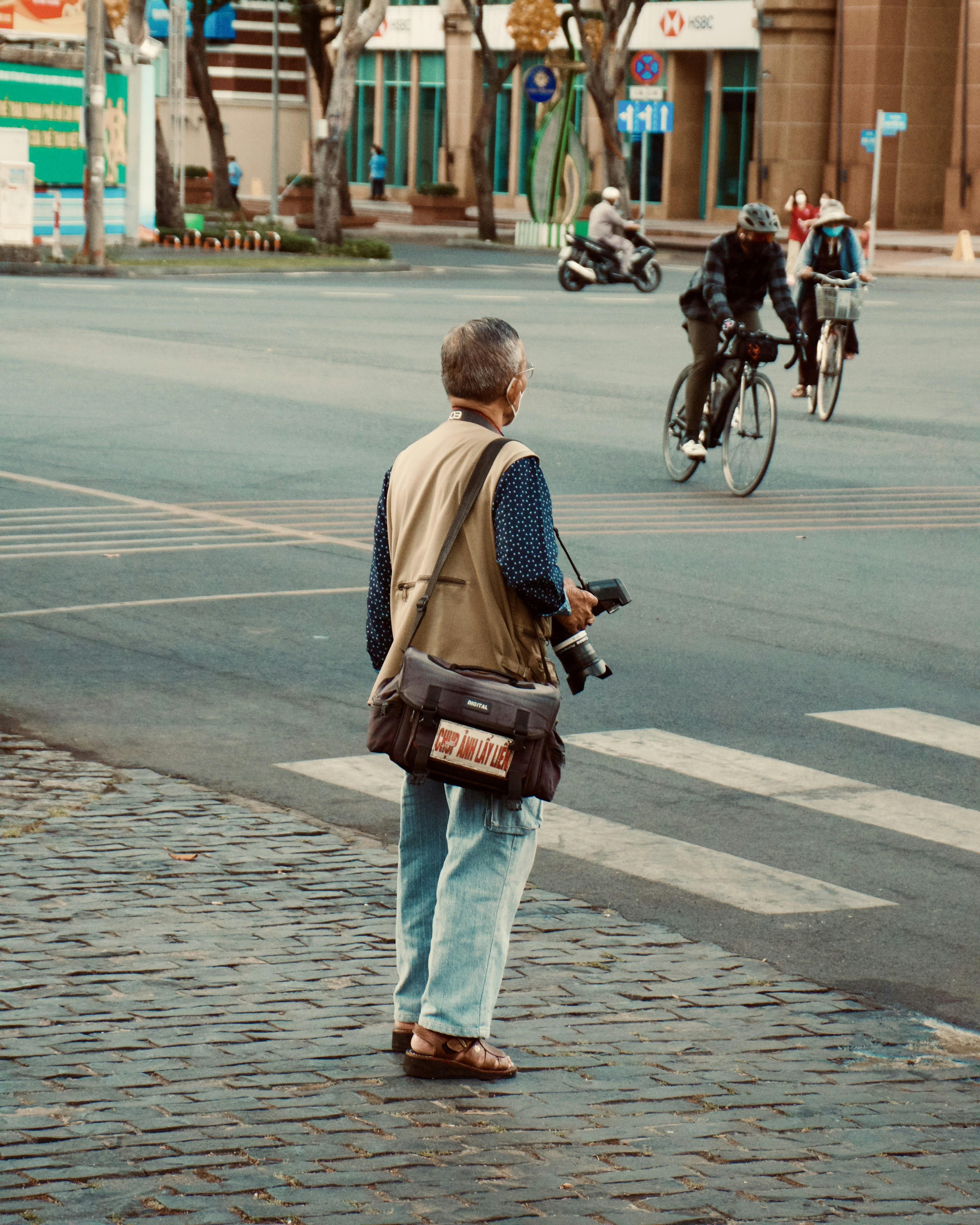 Crosswalk Observer: A Street Photographer at a Quiet Intersection
