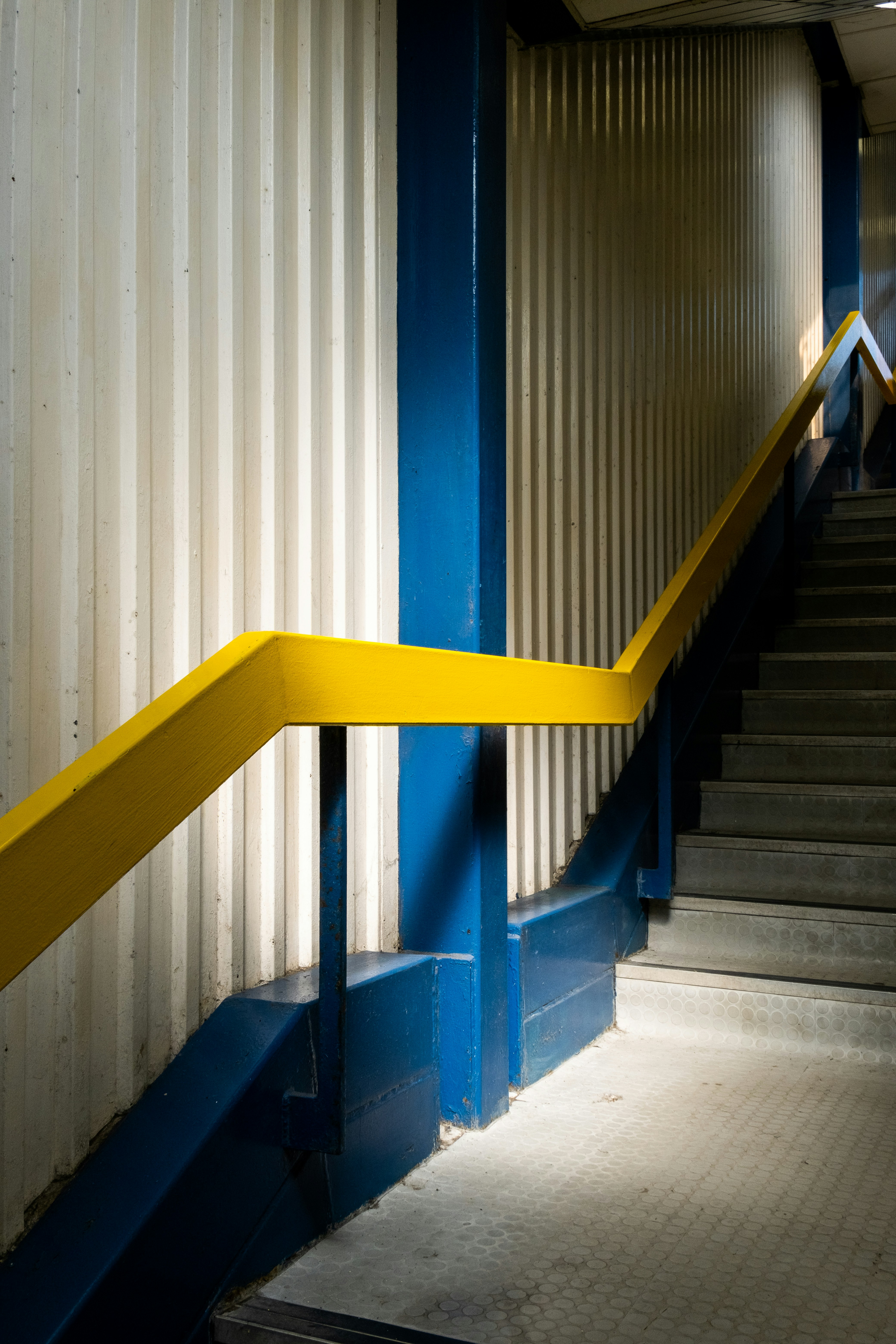 A blue and yellow railing photo – Free Harwich international station ...