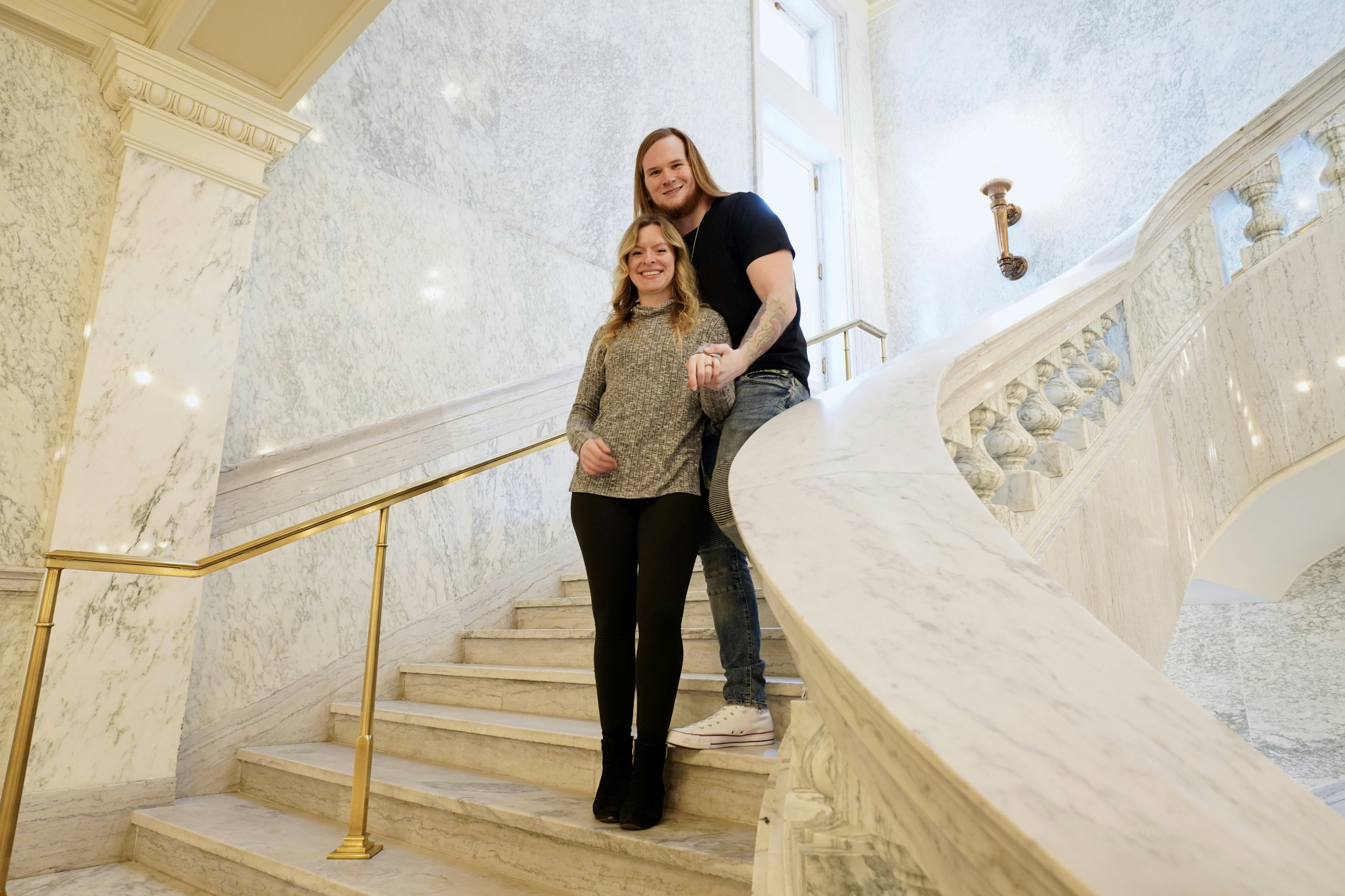 A group of people posing on a staircase photo – Free Boise Image on ...
