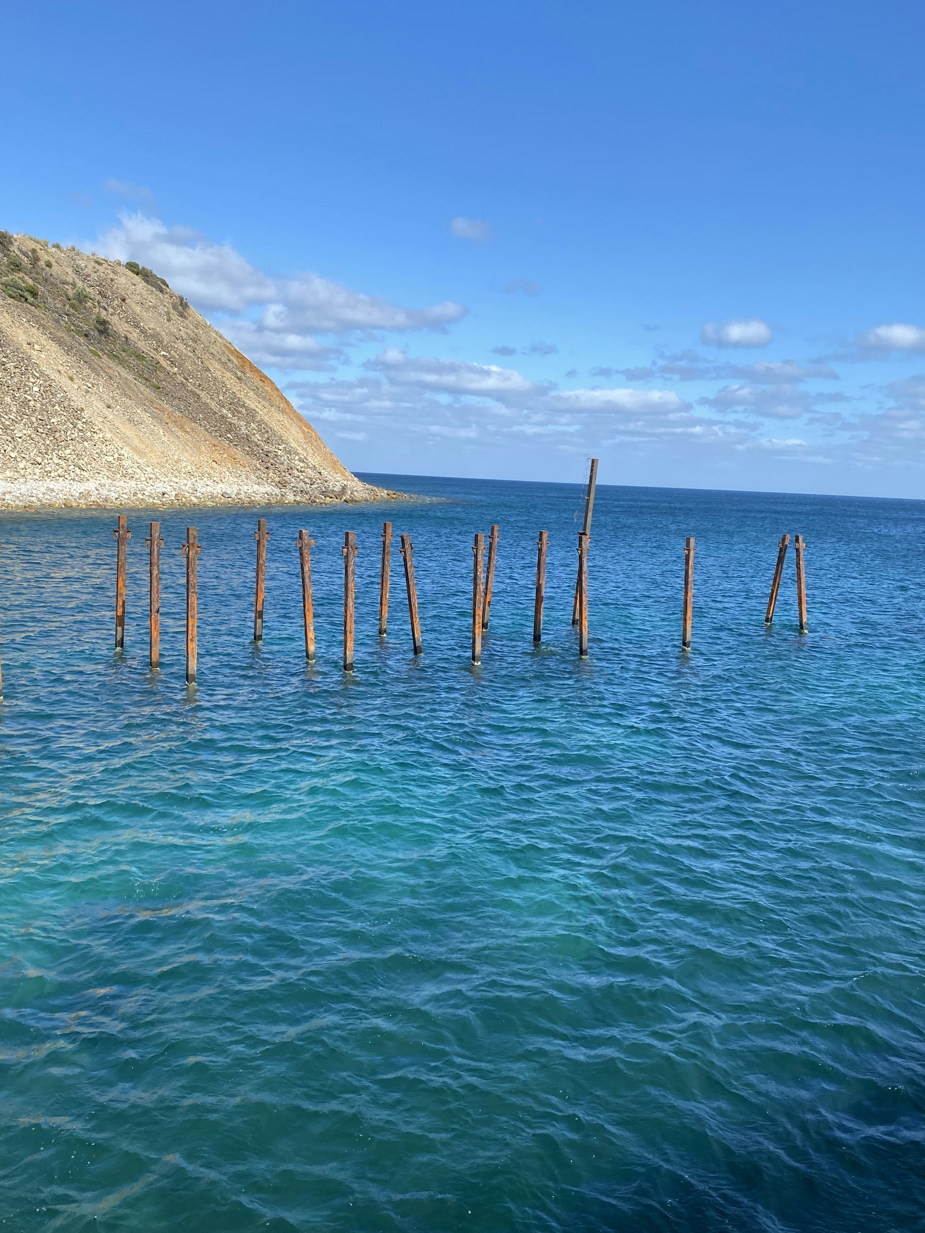 A group of wooden poles in the water photo – Free Blue Image on Unsplash