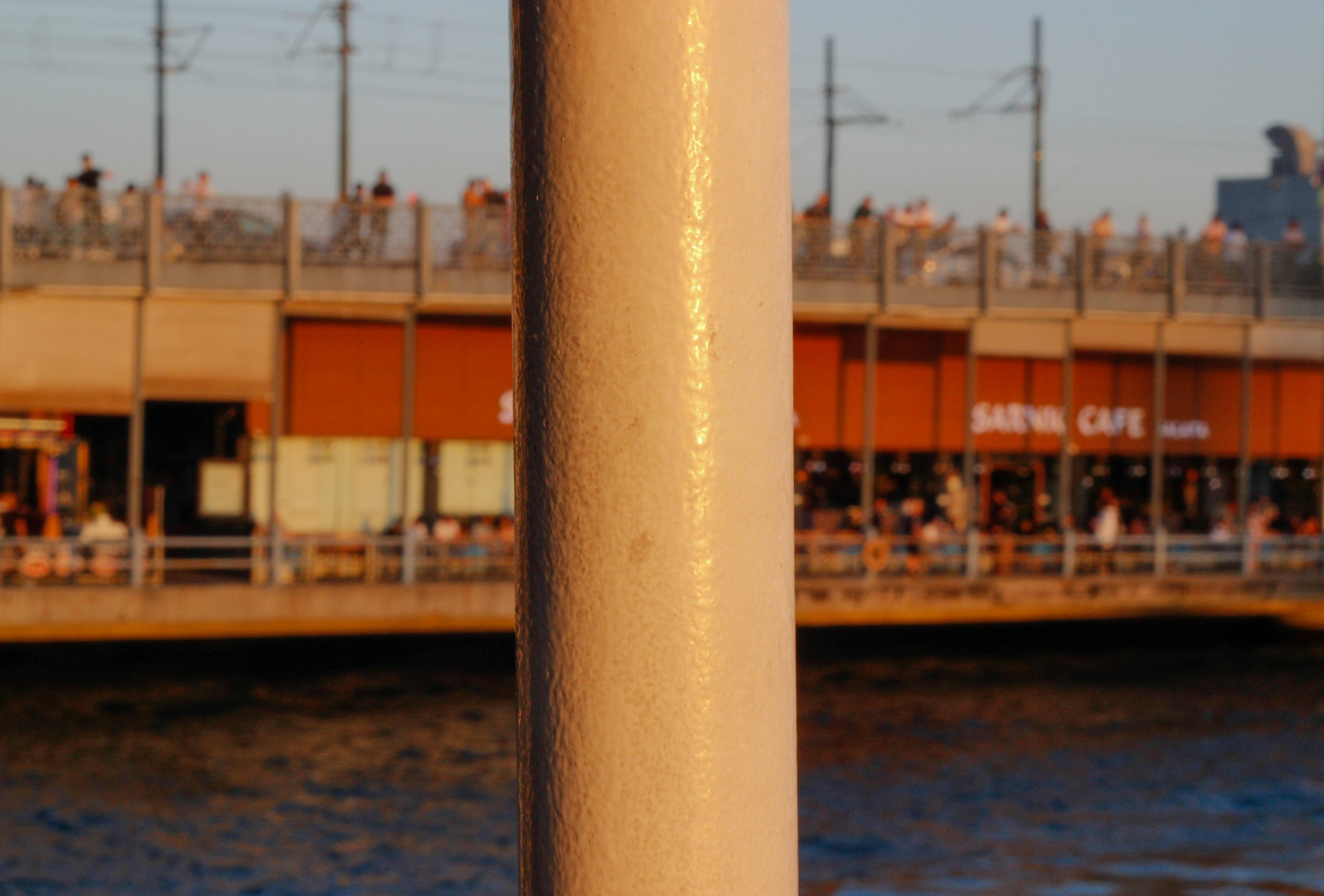 a close-up of a metal pole
