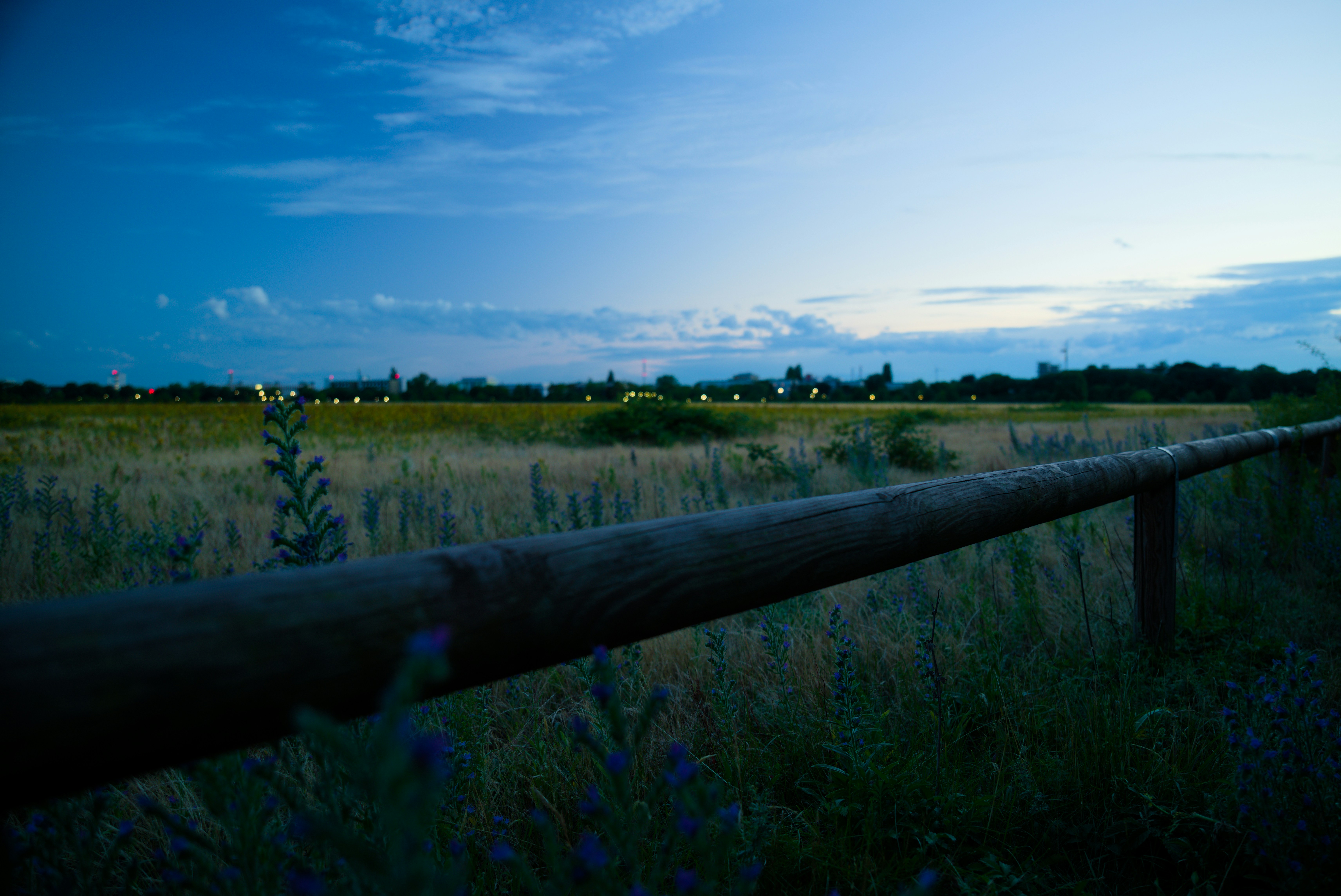 Fence Line at Dusk: Quiet Field Under a Wide Sky