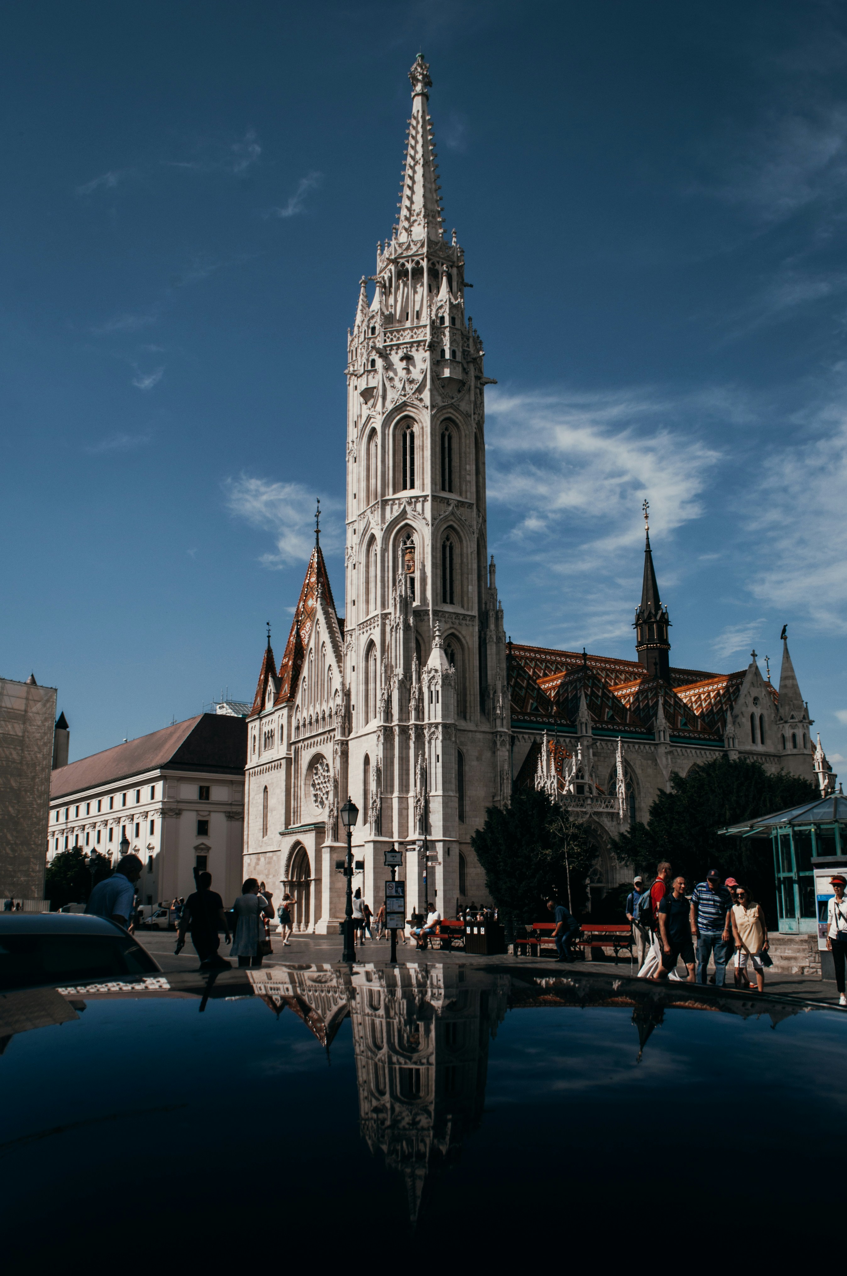 a large building with a tower